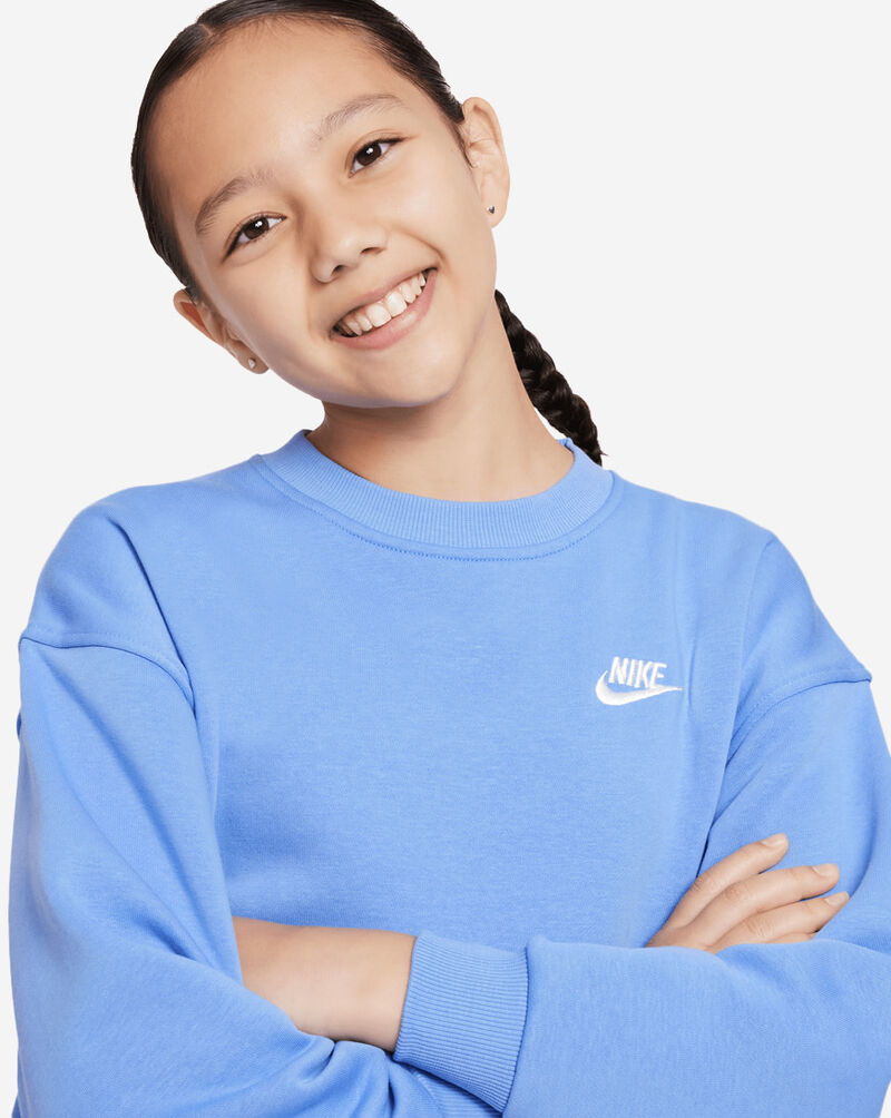 Shop Nike Grade School NSW Club Fleece Oversized Crew FD2923-450 white ...