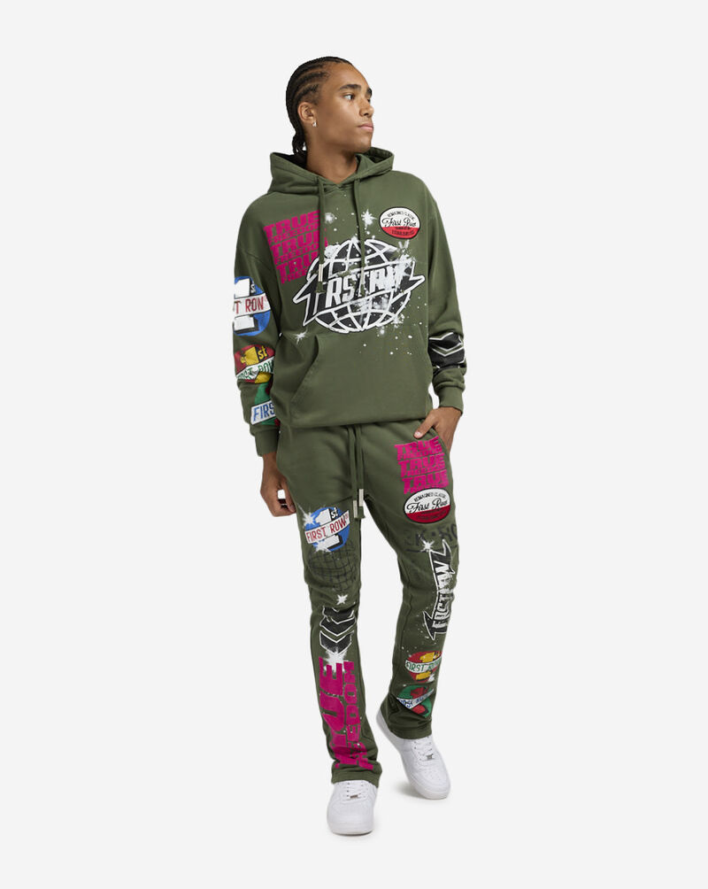 Shop First Row Graphic Hoodie With Patches FRF2467S-OLV green | SNIPES USA