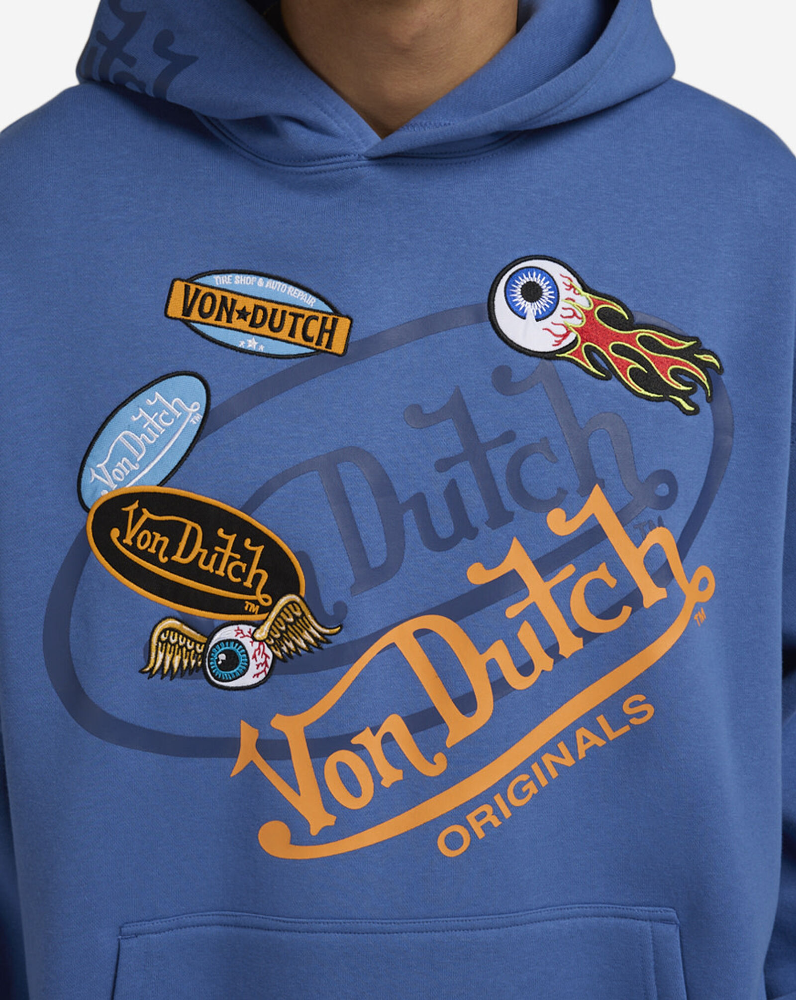 Shop Von Dutch Embroidery Patches Hoodie 4VND2A5470-BLU blue | SNIPES USA