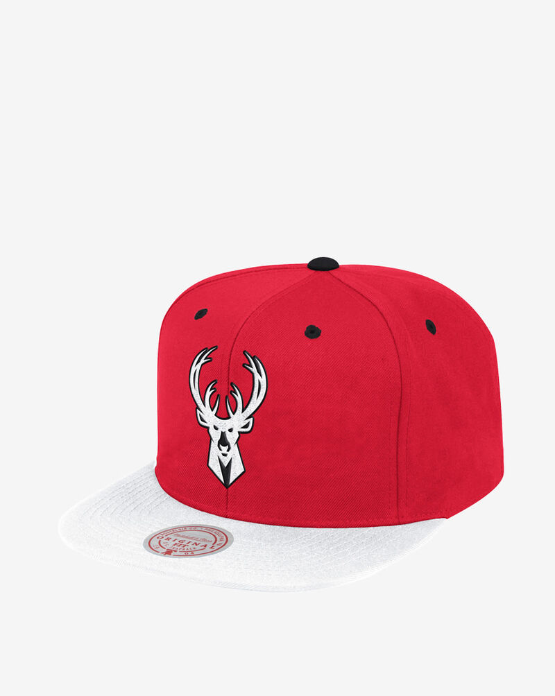 Shop Mitchell & Ness Milwaukee Bucks Cardinal Red 2 Tone Snapback ...