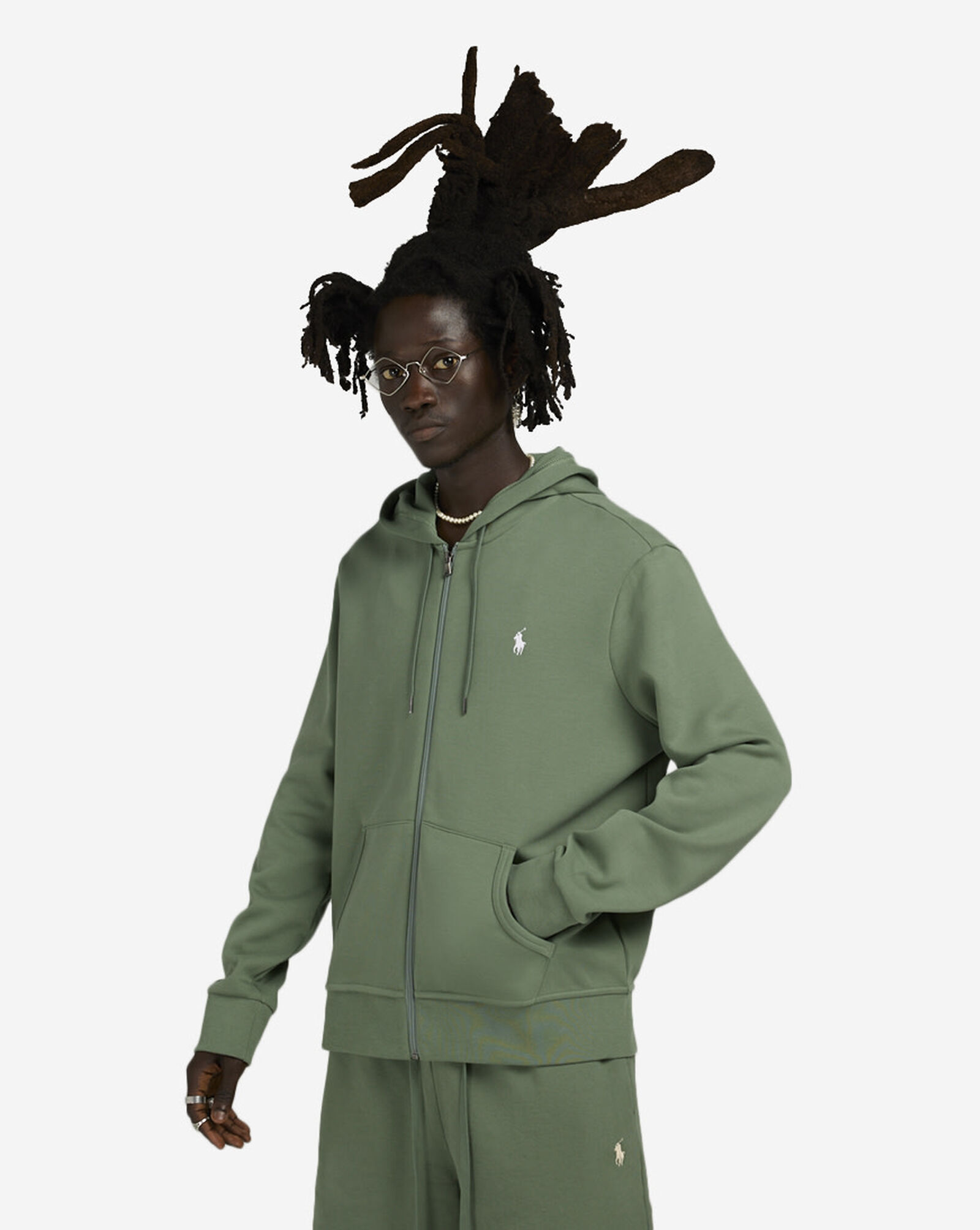 Shop Polo Ralph Lauren Tech Knit Full-Zip Hoodie 710881517044-GRN green ...