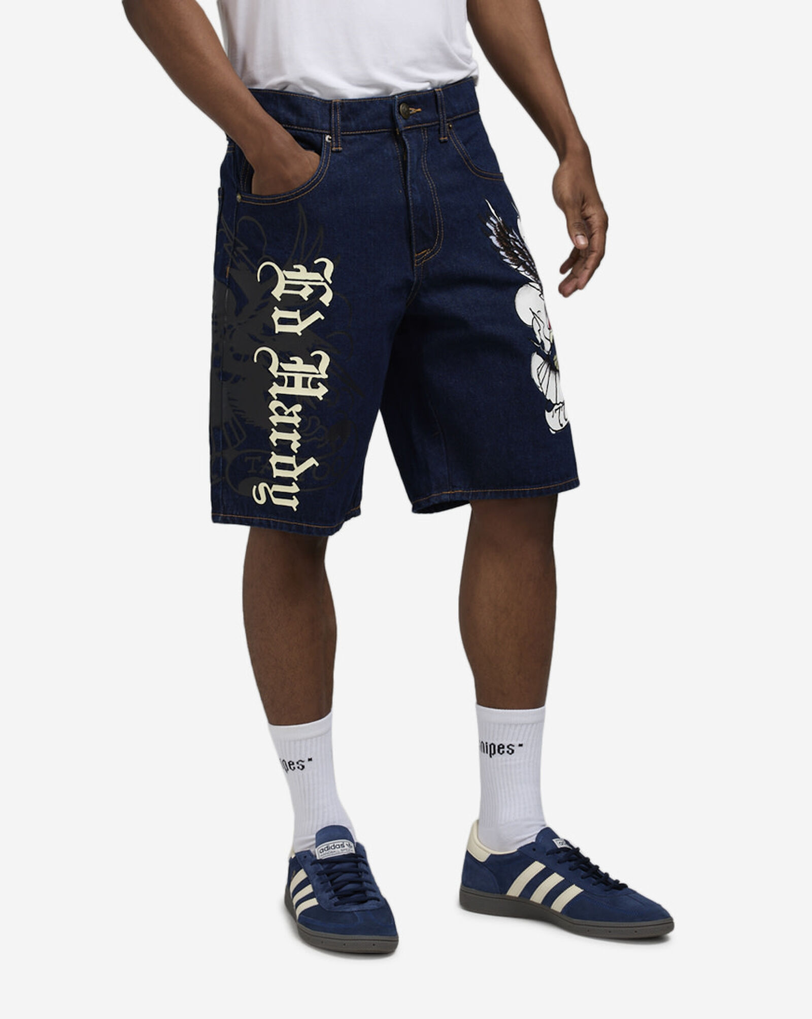 Shop Ed Hardy 77 Eagle Denim Shorts MEHD8002-8-IND blue | SNIPES USA