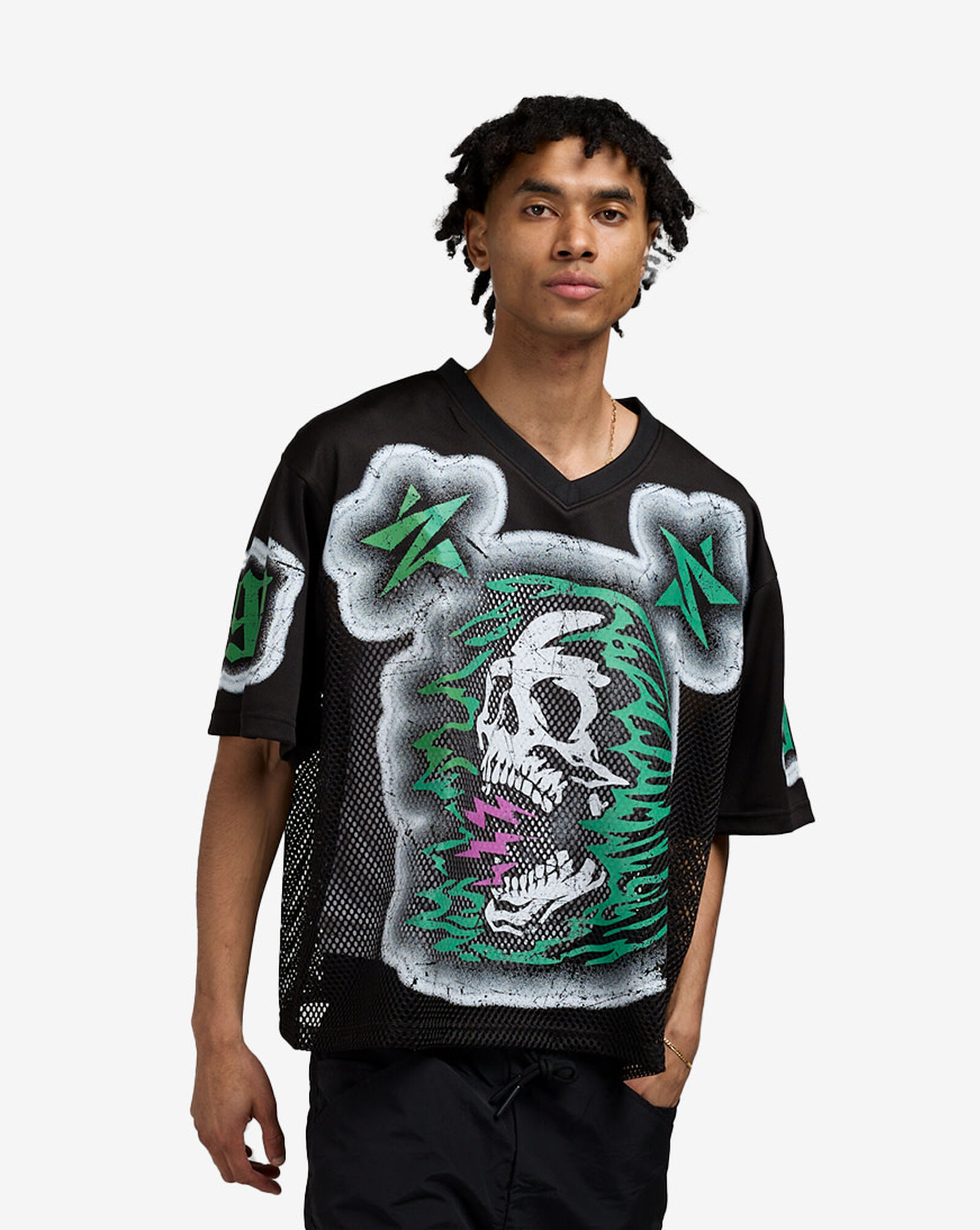 Shop Hudson Screaming Skull Cropped Mesh Tee E1134568-BLK black ...