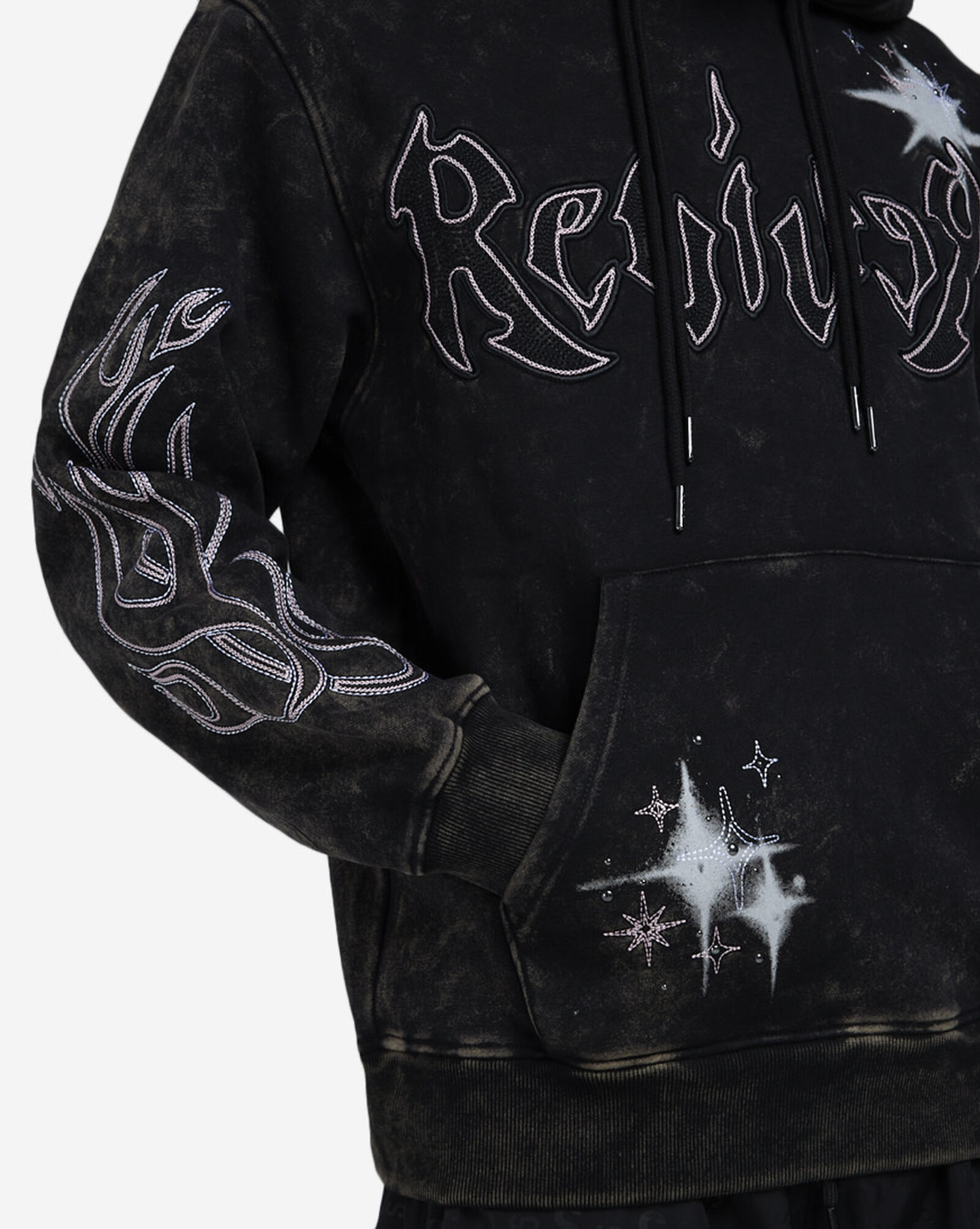 Shop Smoke Rise Patchwork Hoodie FO24577SNZ-BLK black | SNIPES USA