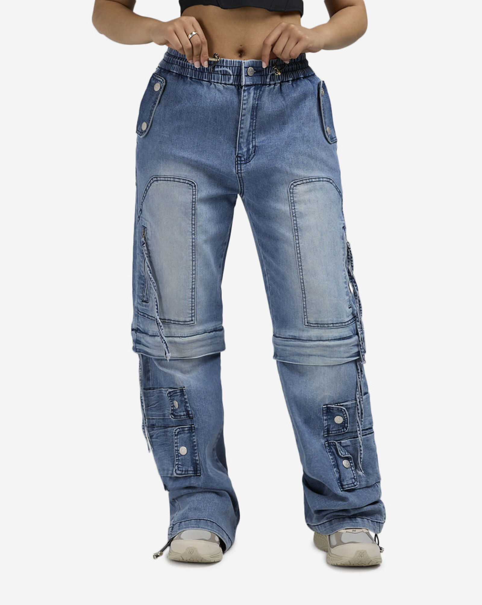 Shop Vibrant Zip-Off Cargo Jort Denim XPT256 blue | SNIPES USA