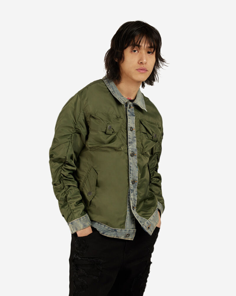 Shop Smoke Rise Nylon Denim Jacket JJ23731SNZ-OLV green | SNIPES USA