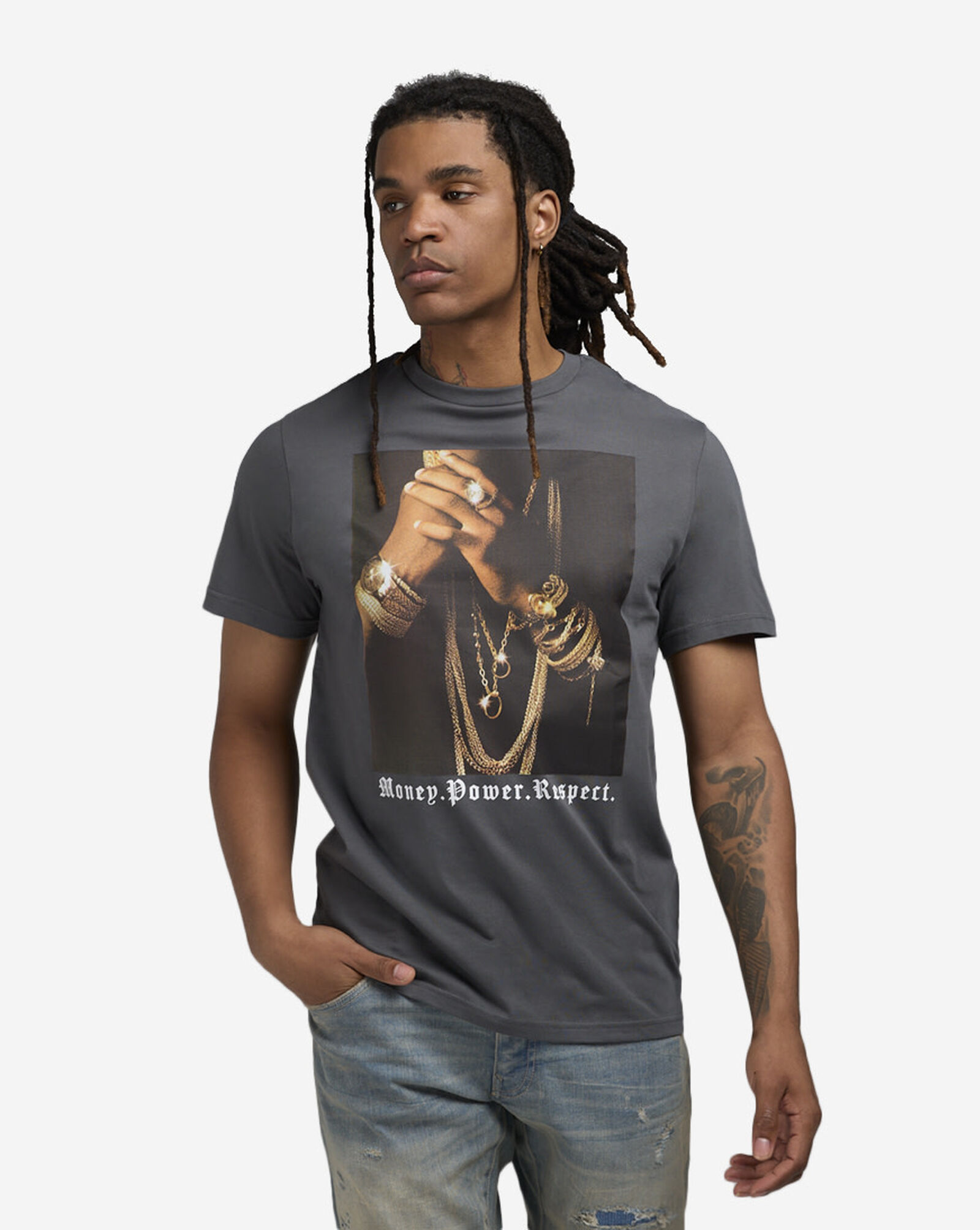 Shop Graphic Tees Money Power Respect Tee MTUS130-US-02457 grey ...