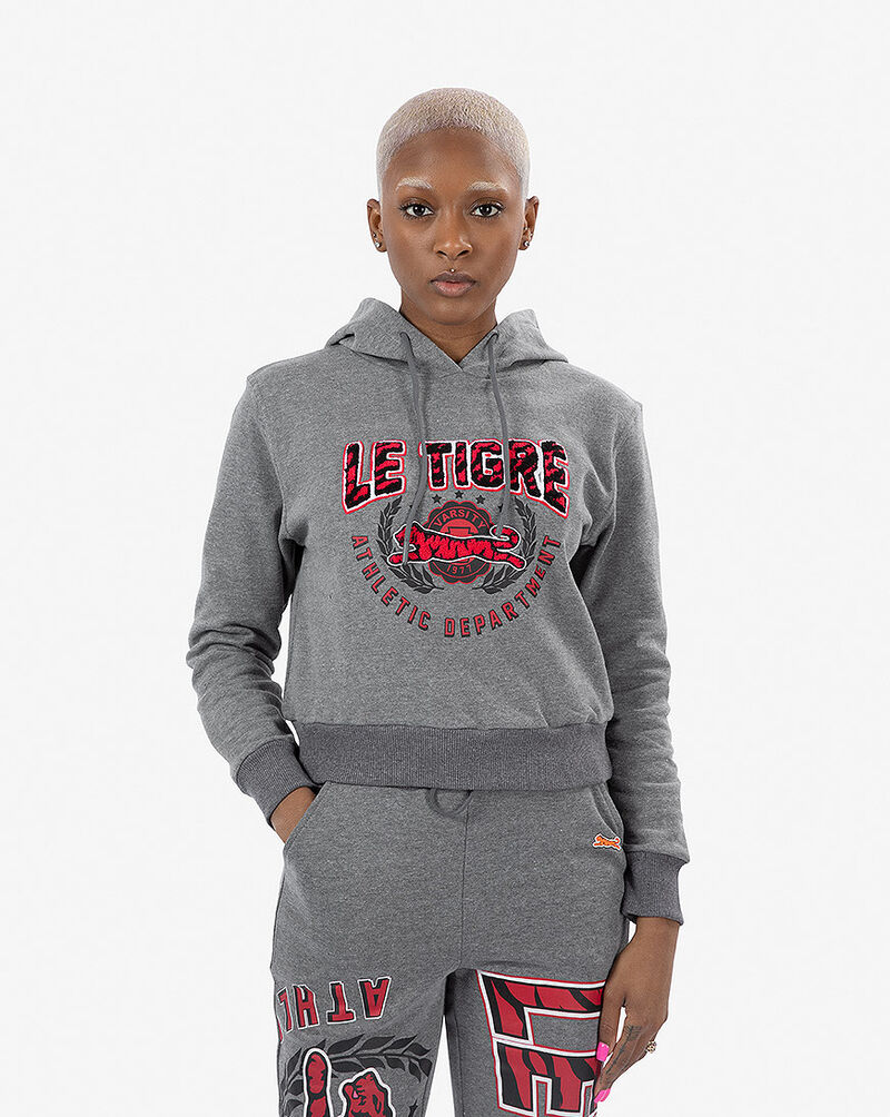 Shop Le Tigre Varsity Fleece Hoodie F21KT041 grey | SNIPES USA