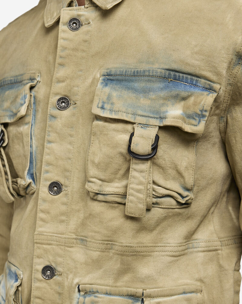 Shop Smoke Rise Overspray Utility Denim Jacket JJ22507J-HLN blue ...