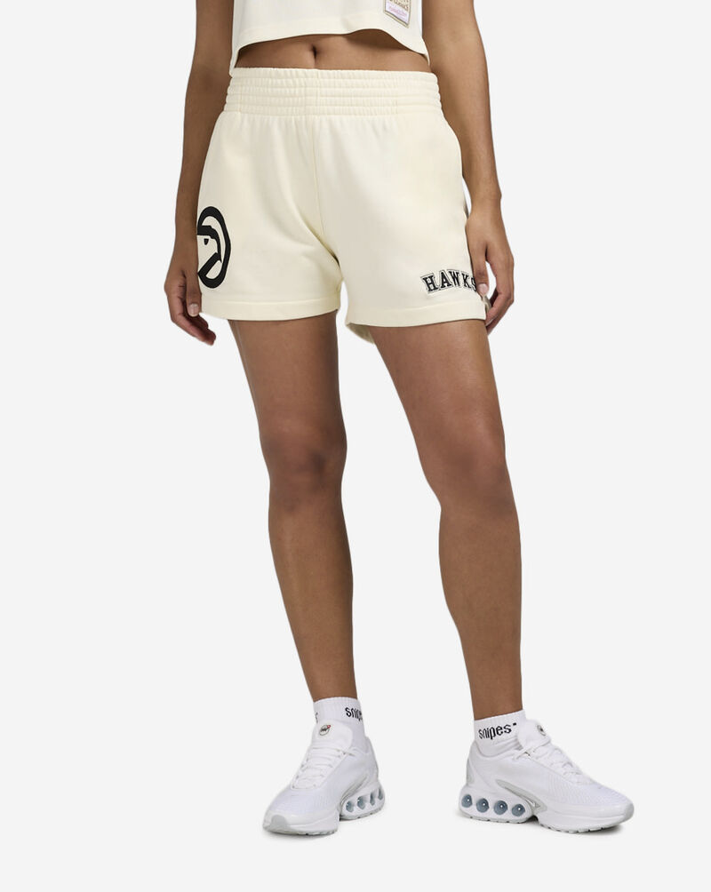 Shop Mitchell Ness Atlanta Hawks Fleece Shorts BT8485-AHACREA beige ...