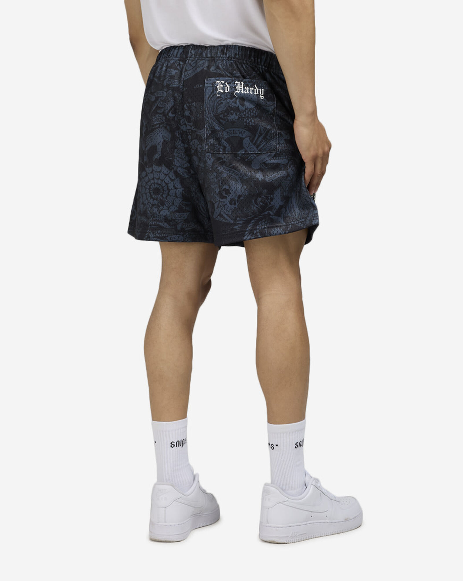 Shop Ed Hardy Cobra Flame Mesh Shorts EHM8004-7-BLK black | SNIPES USA