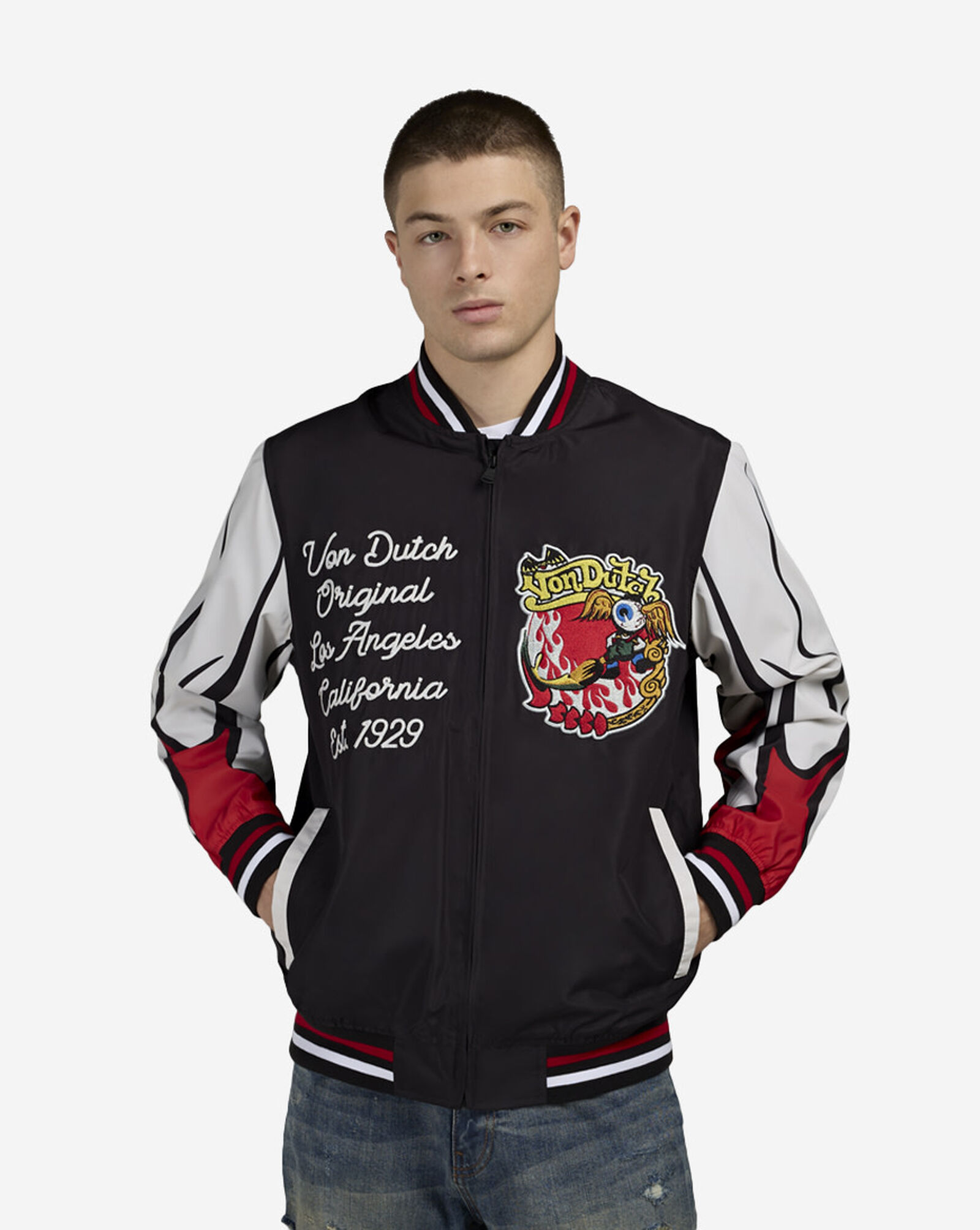 Shop Von Dutch Taslon Varsity Jacket VD020005-BLK black | SNIPES USA