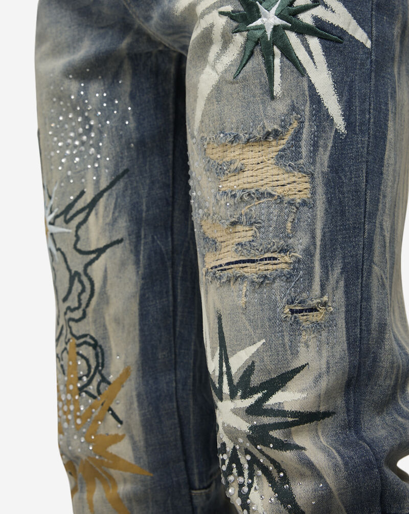 Shop Smoke Rise Stacked Doodle Multi Patch Jean JP24528SNZ-BLU blue ...