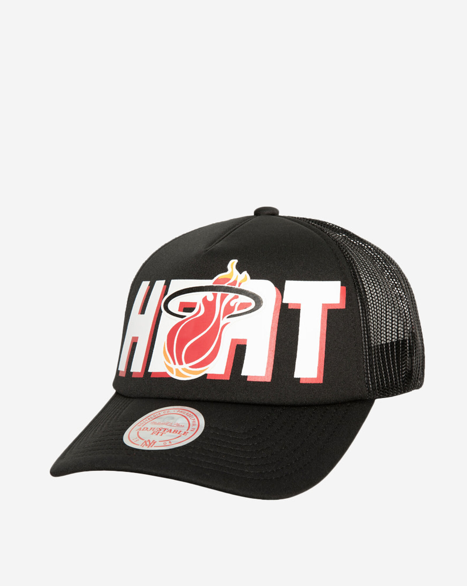 Shop Mitchell Ness Miami Heat Billboard Trucker Snapback Hat HHSS5152 ...