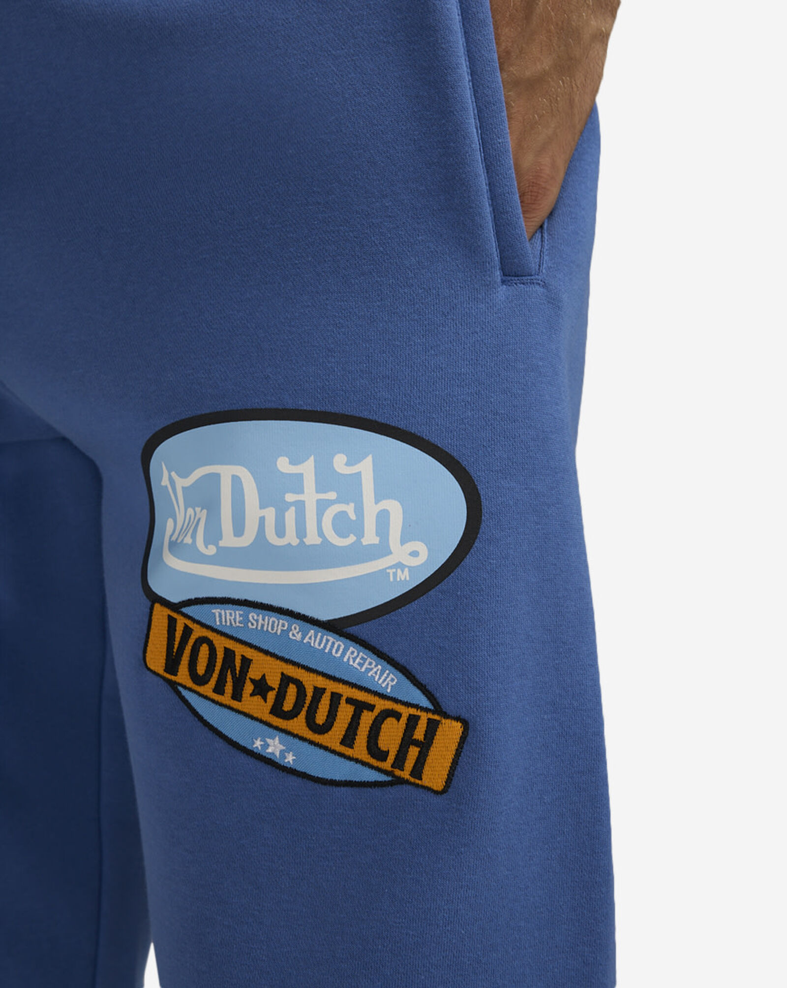 Shop Von Dutch Embroidery Fleece Pants 4VND3A7059-BLU blue | SNIPES USA