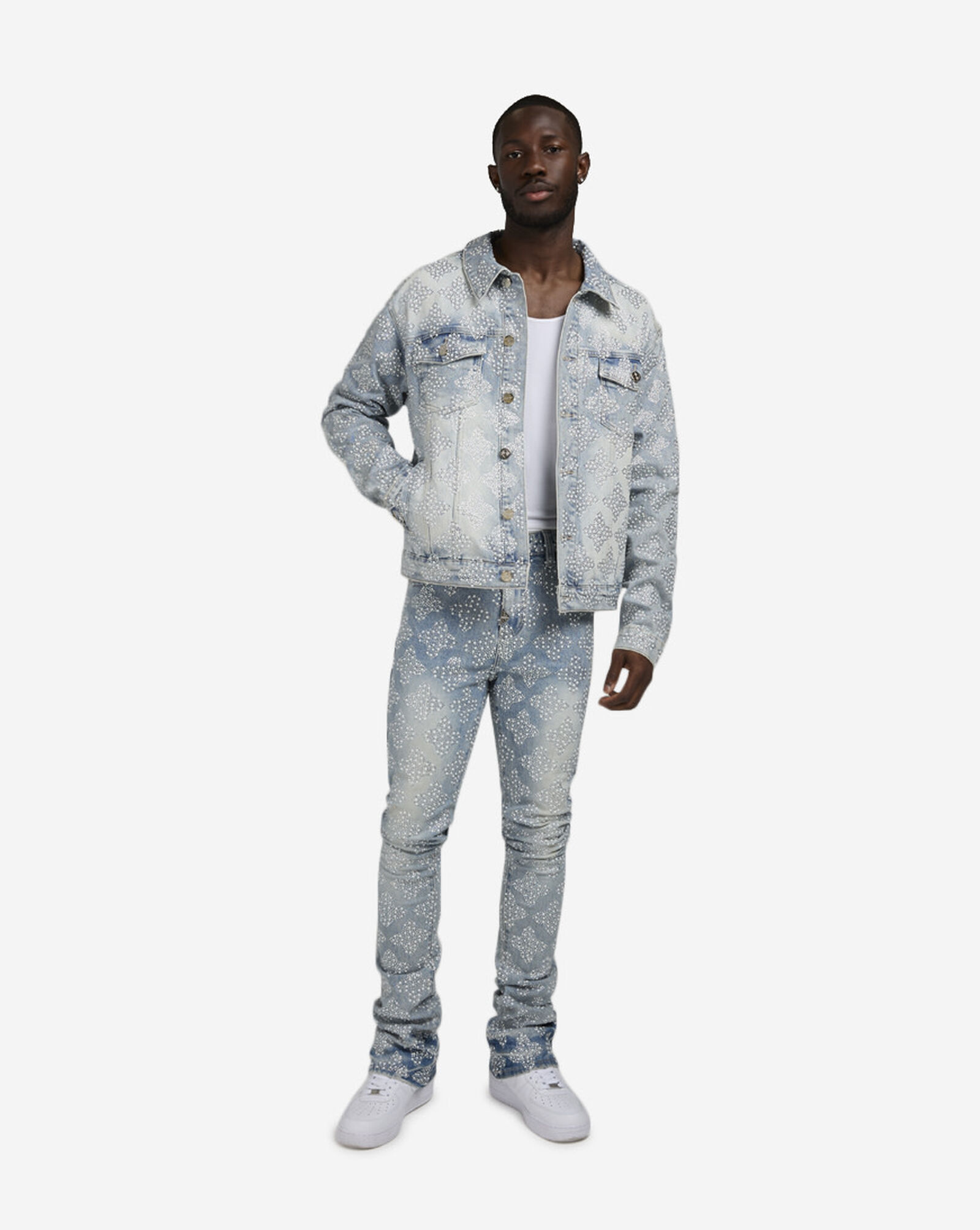 Shop Guapi Embellished Denim Jeans EMBELLISHED-DENIM-AQUA blue | SNIPES USA