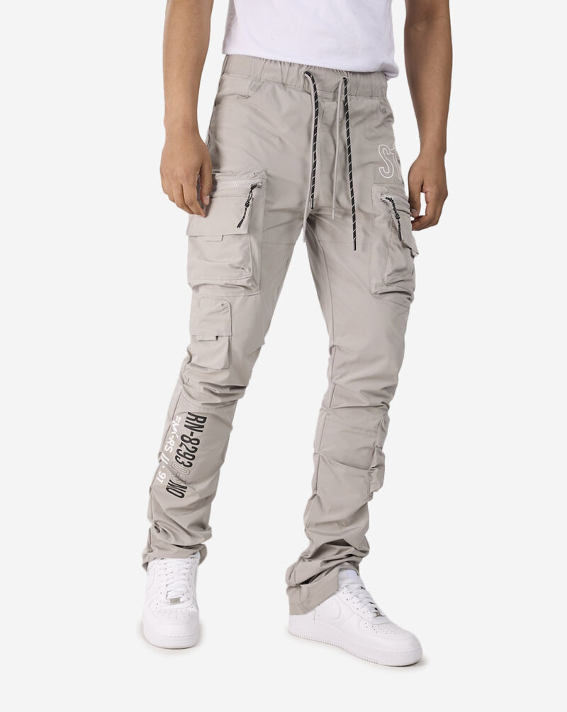 Shop Smoke Rise Stacked Utility Nylon Cargo Pants WP24182SNZ-GRY grey ...