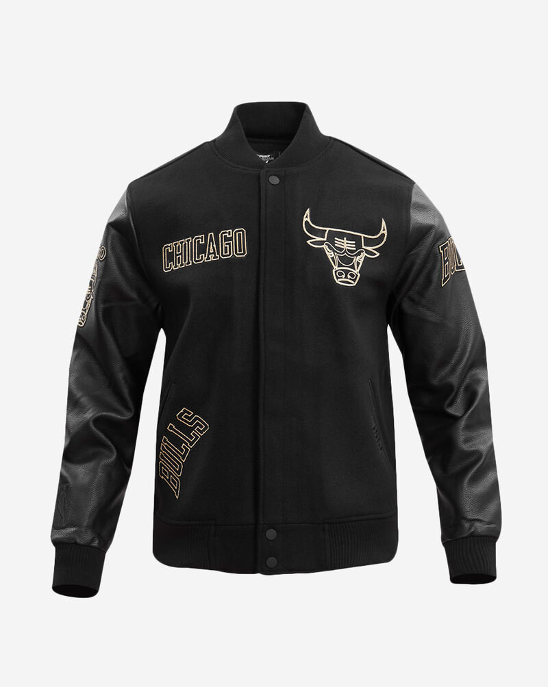 Shop PRO STANDARD Black and Gold Chicago Bulls Varsity Jacket ...