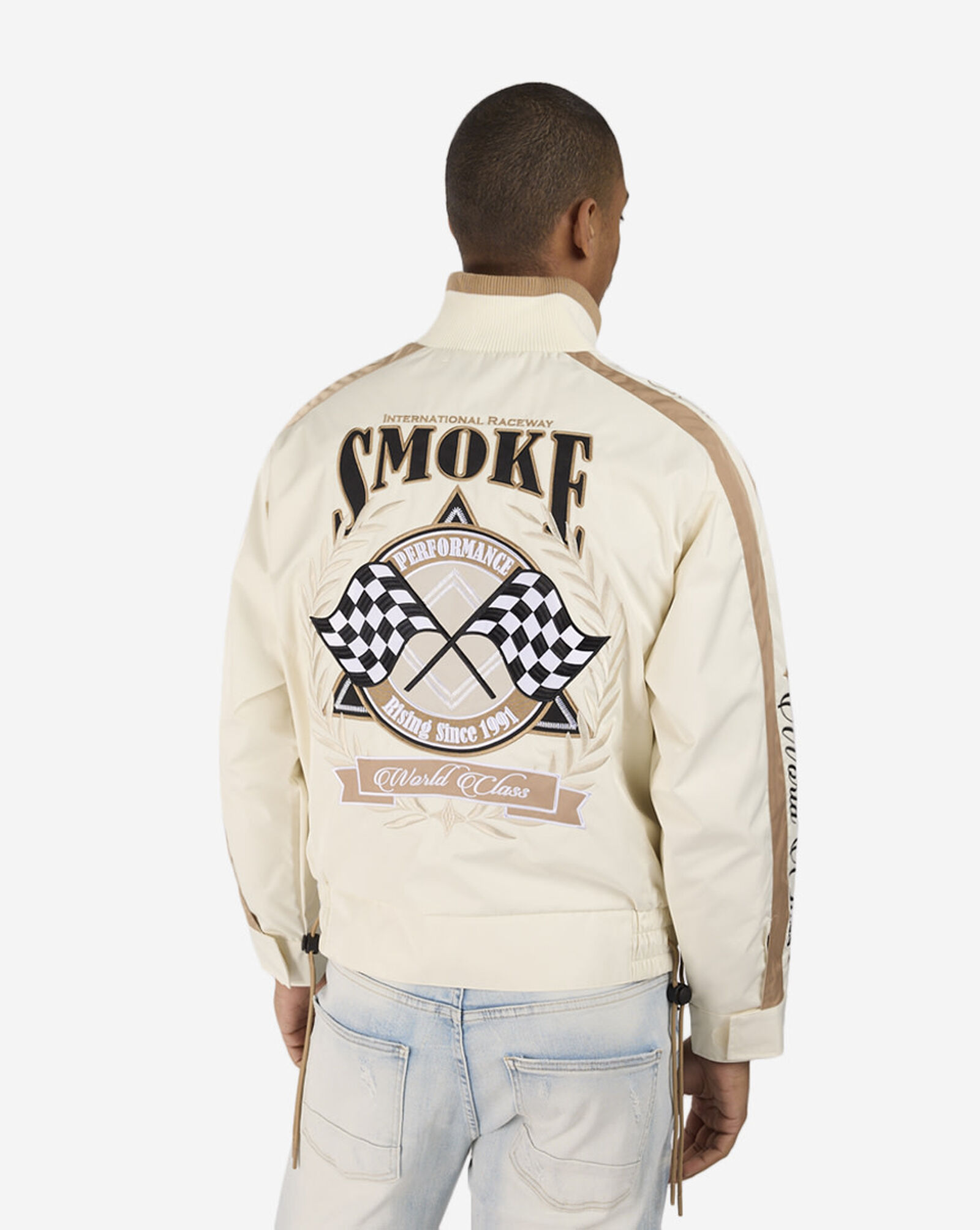 Shop Smoke Rise Racing Nylon Jacket WW24195SN-KHA beige | SNIPES USA