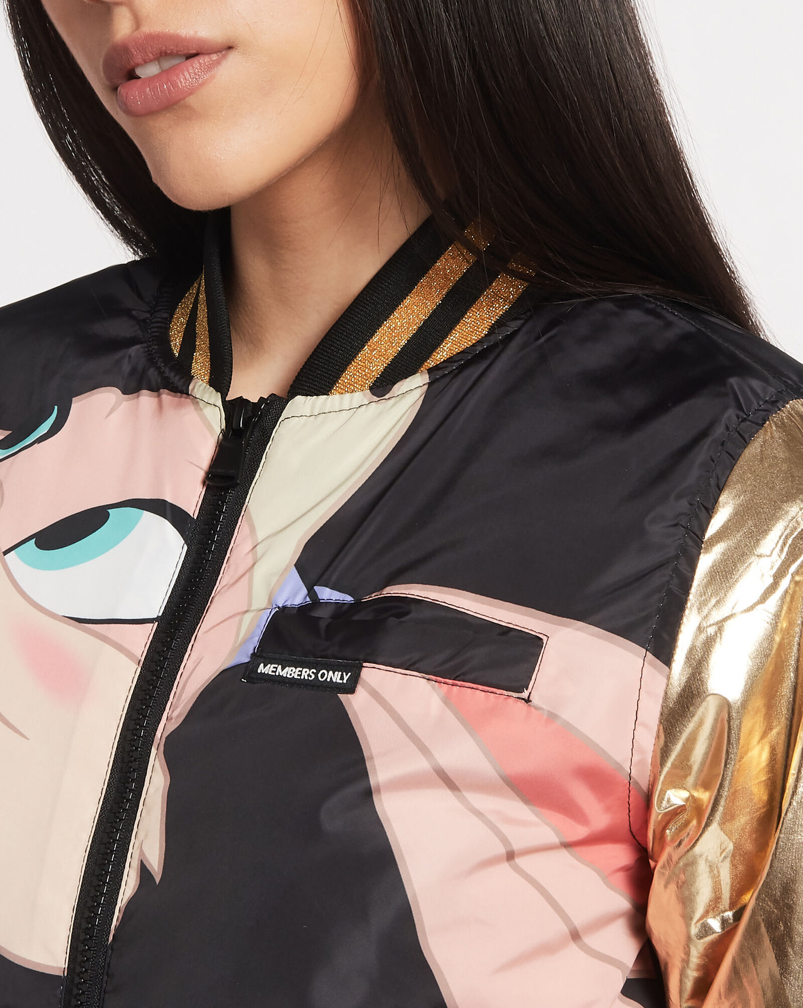 Shop MEMBERS ONLY Lola Tune Squad Varsity Jacket MWL170117-BLK black ...