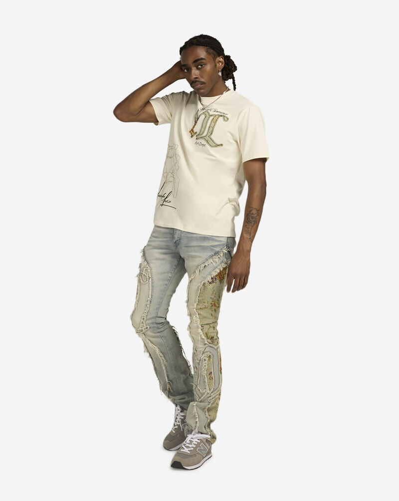 Shop Smoke Rise Tapestry Panel Monogram Jeans JP24513SNZ-BLU blue ...