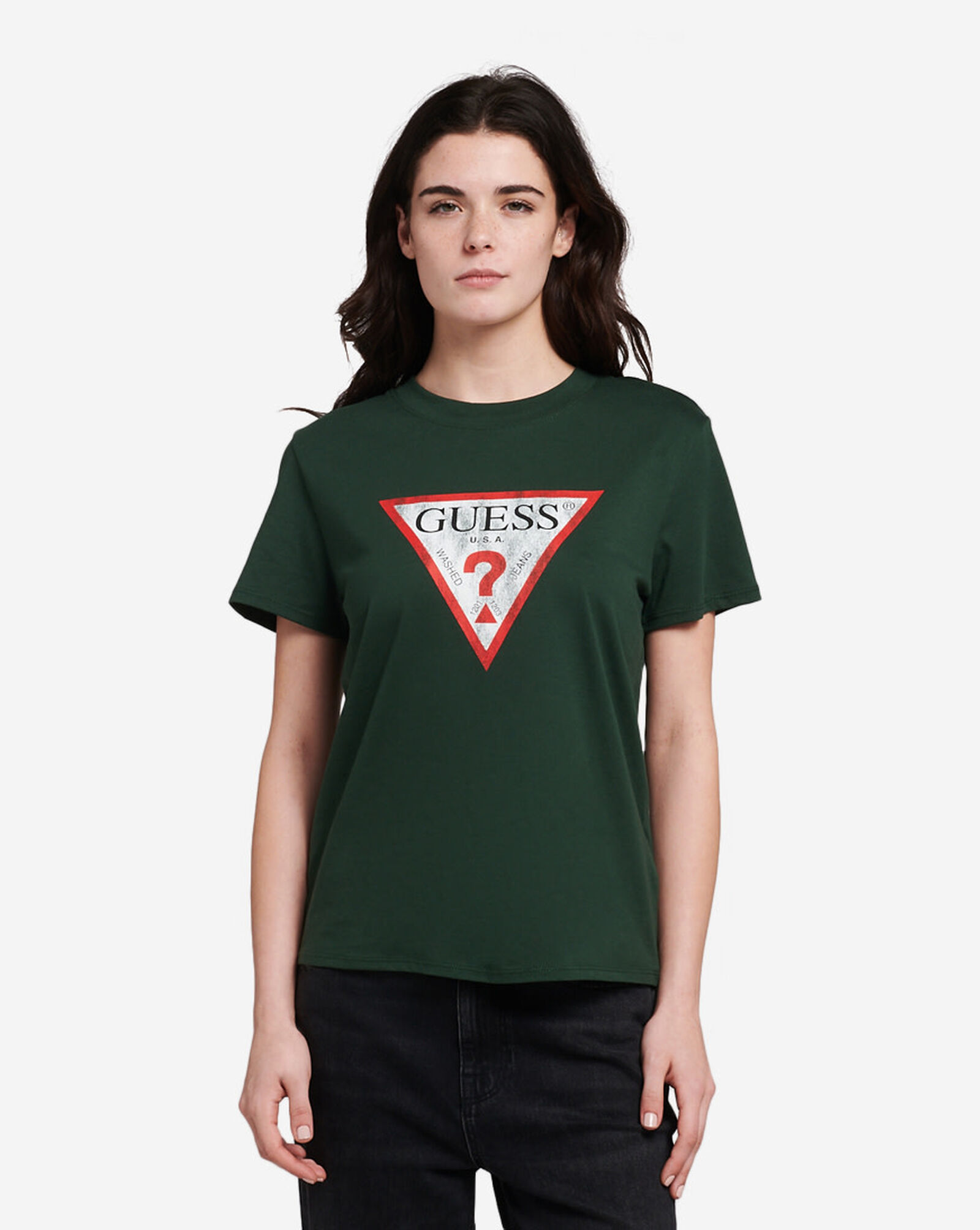 Shop GUESS ACTIVE WEAR WOMEN Essential Classic Triangle Logo Tee ...