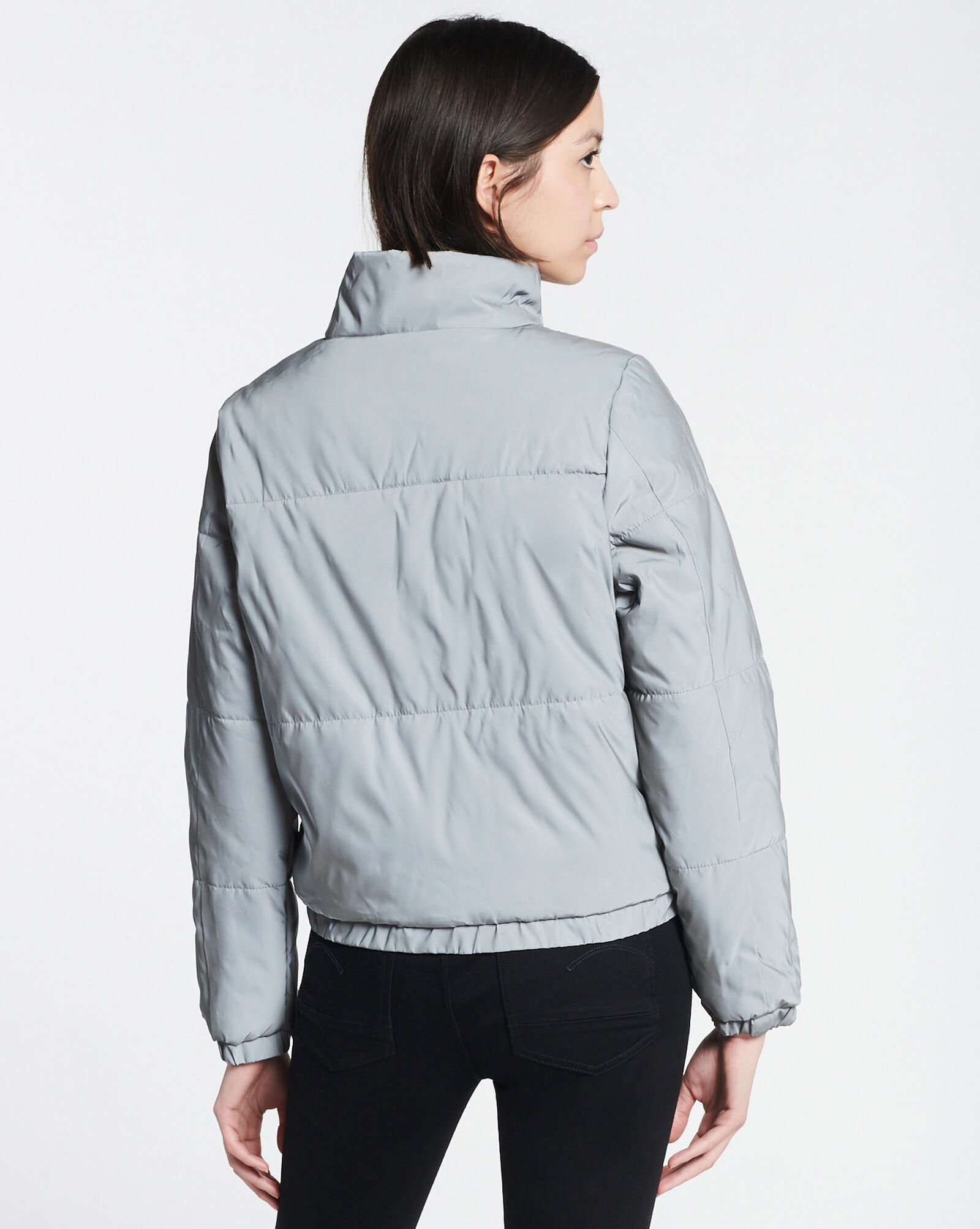 Shop MEMBERS ONLY Reflective High Shine Puffer Jacket ML170114-REF grey ...