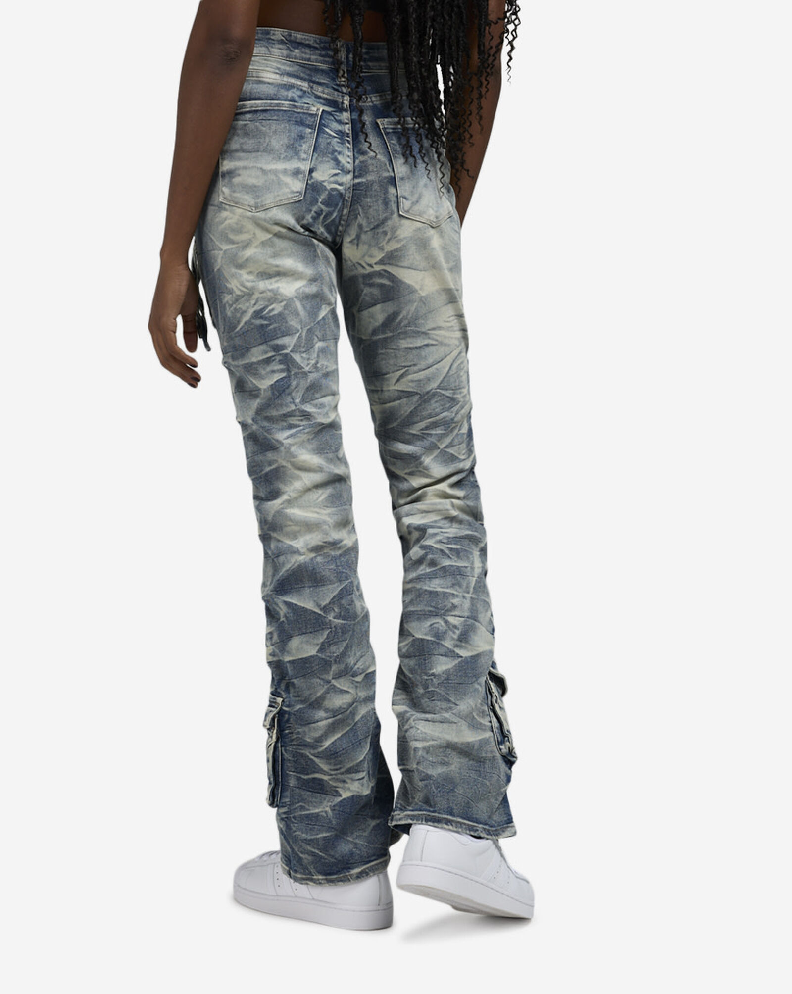 Shop Smoke Rise Stacked Whisker Wash Side Pinching Jeans AP25113-BLTST ...
