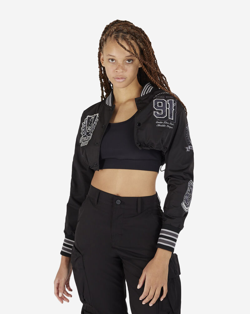 Shop Smoke Rise Cropped Nylon Patch Jacket EW23788SN-BLA black | SNIPES USA