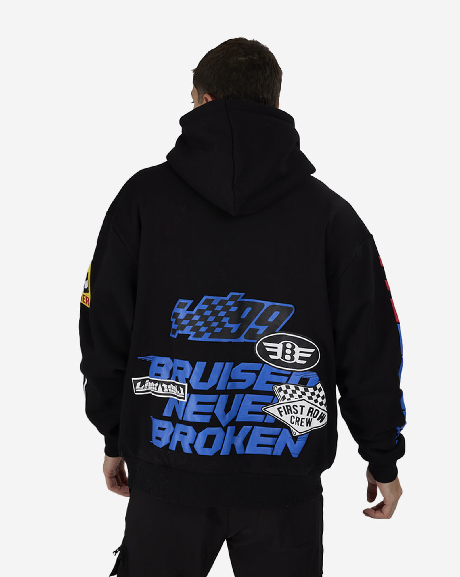 Shop First Row Racing Fleece Pullover Hoodie FRF2430S-BLK black ...