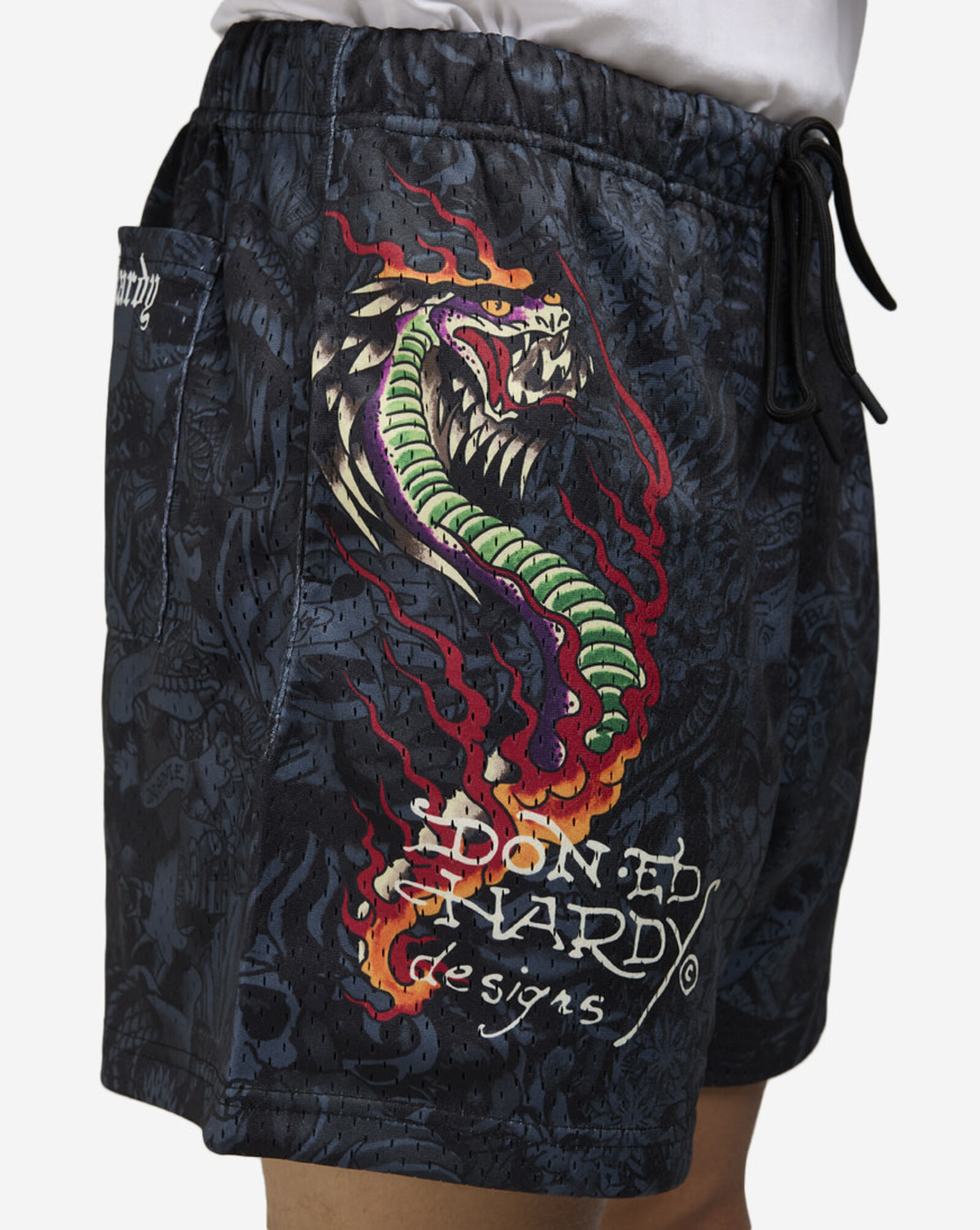 Shop Ed Hardy Cobra Flame Mesh Shorts EHM8004-7-BLK black | SNIPES USA