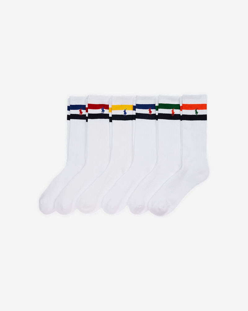 Shop Polo Ralph Lauren 6-Pack Core Stripes Crew Socks 821485PKZ2-150 white | SNIPES USA
