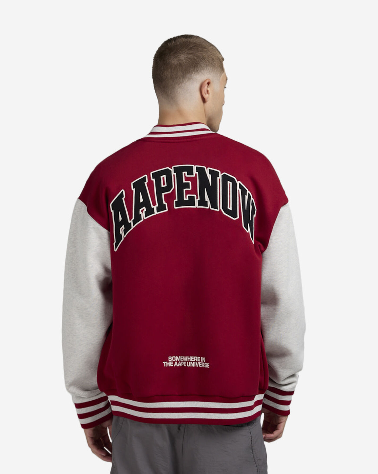 Shop AAPE Baseball Fleece Varsity Jacket AAPSWMB328XXNBDX red | SNIPES USA