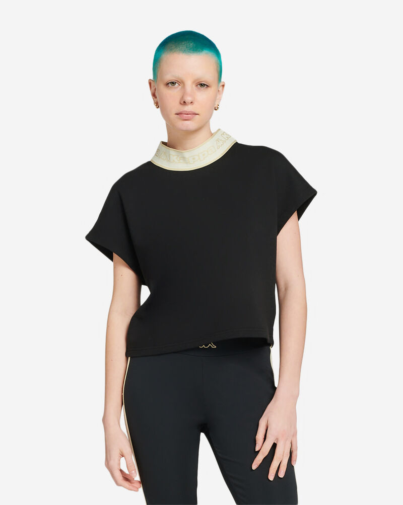 Shop Kappa Logo Tape Elero Short Sleeve Fleece 381D6WW-A0U black ...