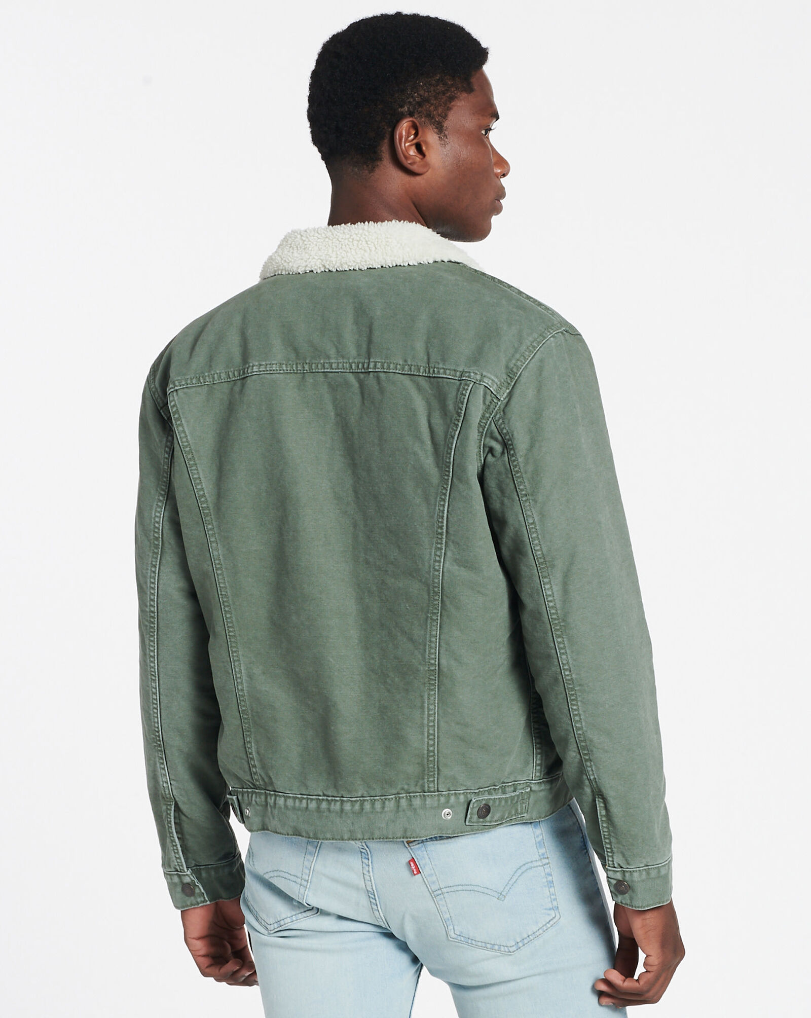 Shop Levi Strauss Sherpa Trucker Jacket 16365-0163 green | SNIPES USA