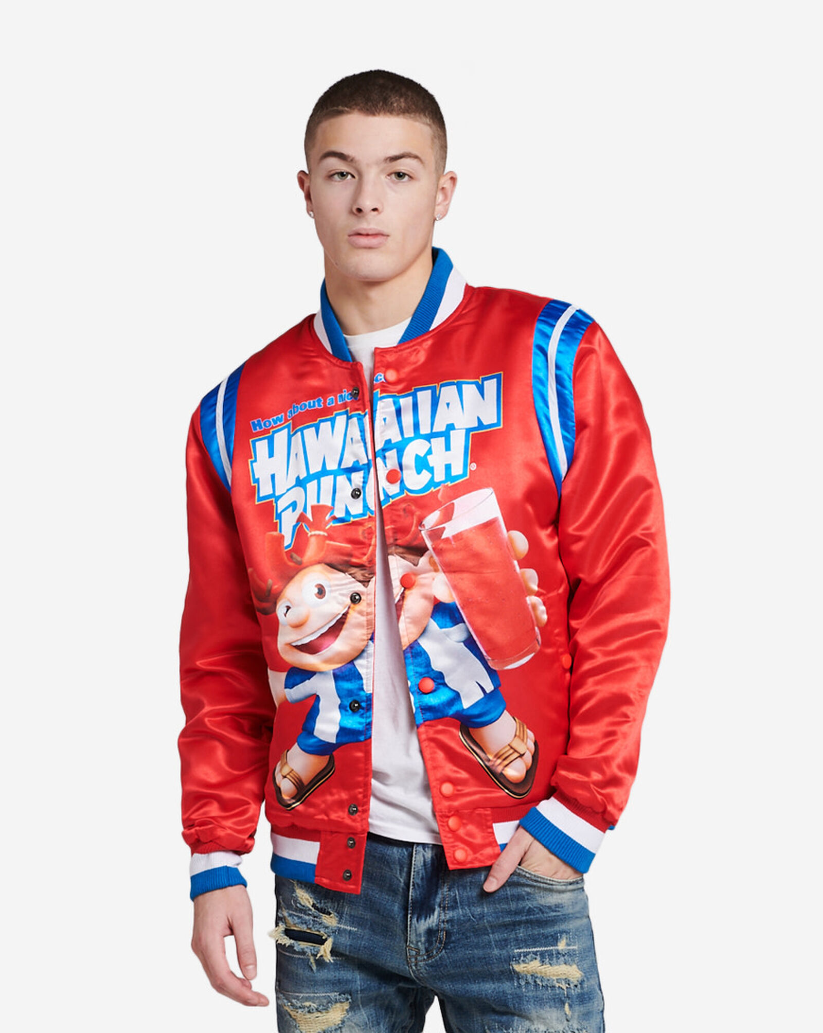 Shop Boondocks Hawaiian Punch Satin Jacket OWM1ZPKKRG-RED red | SNIPES USA