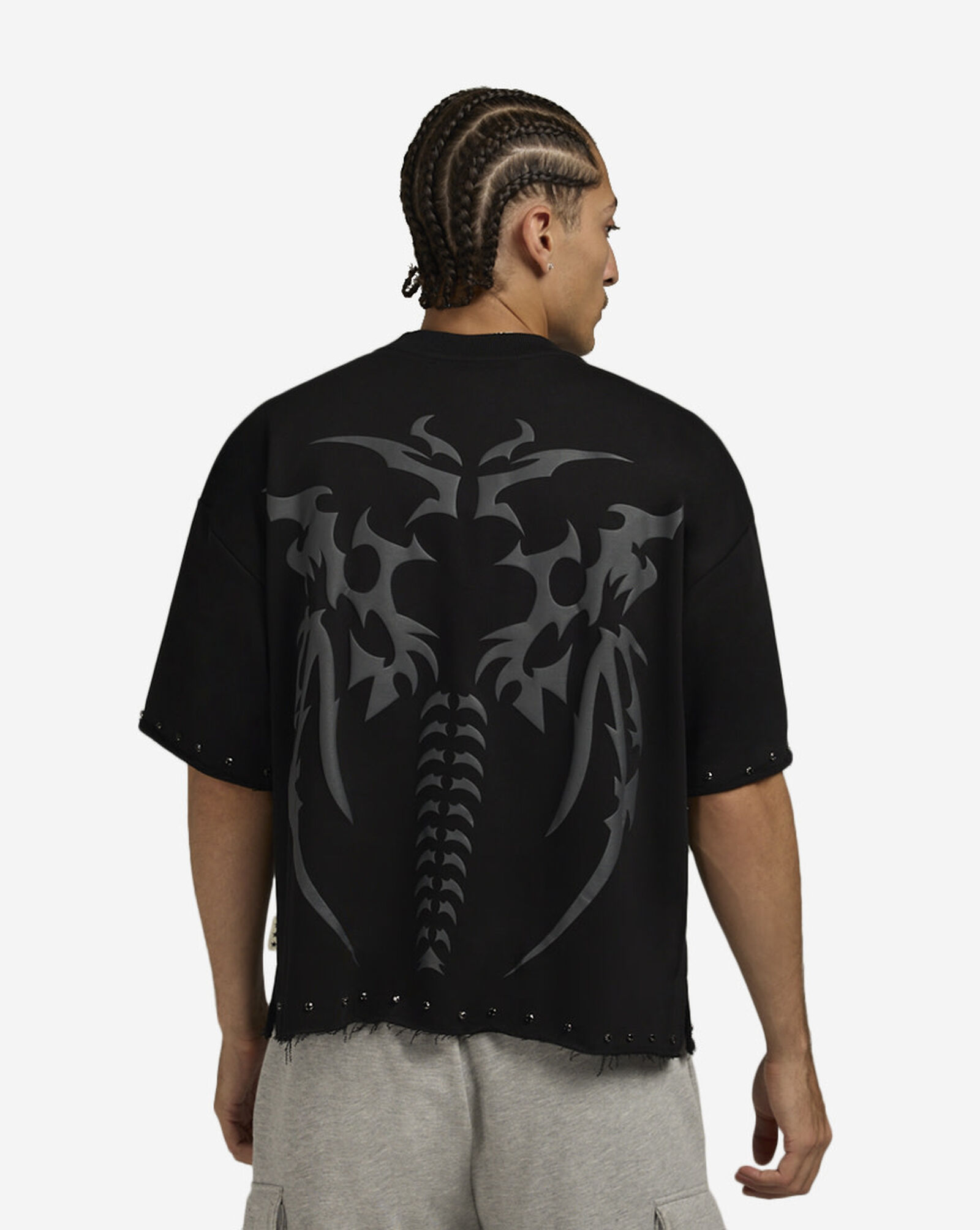 Shop BKYS Apparel Skeleton Print Terry Cropped Tee T1285-BLK black ...