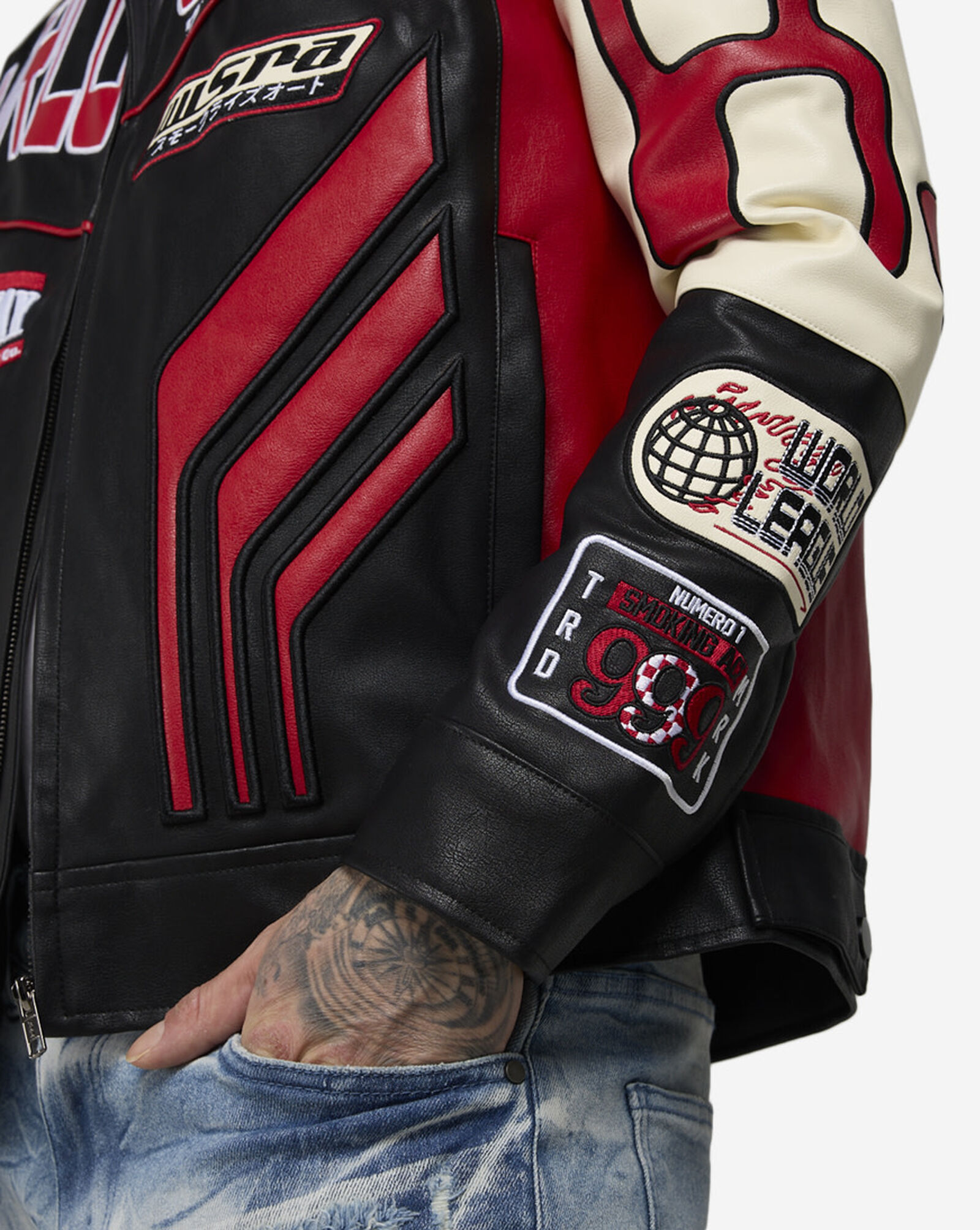 Shop Smoke Rise PU Racing Jacket OJ24688SN-RED red | SNIPES USA