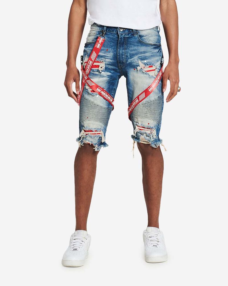 Shop Smoke Rise Fashion Moto Denim Shorts JS22247J-EBL blue | SNIPES USA