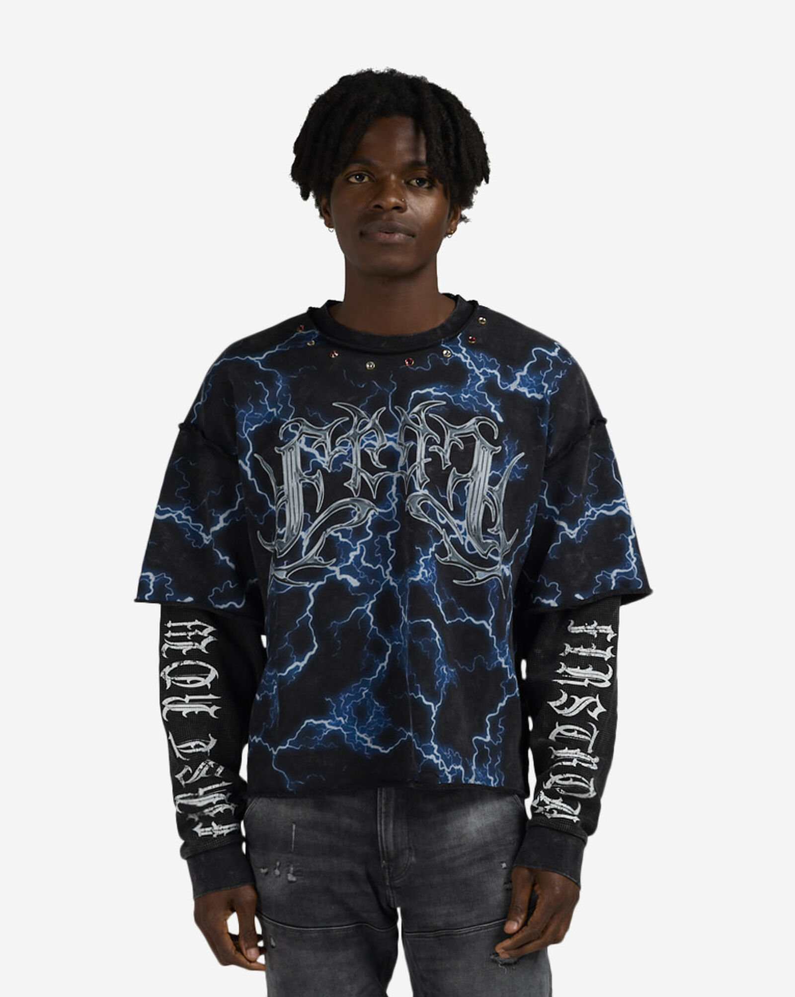 Shop First Row Reflection Long Sleeve 2-Fer Tee FRF3022S-BLK black ...