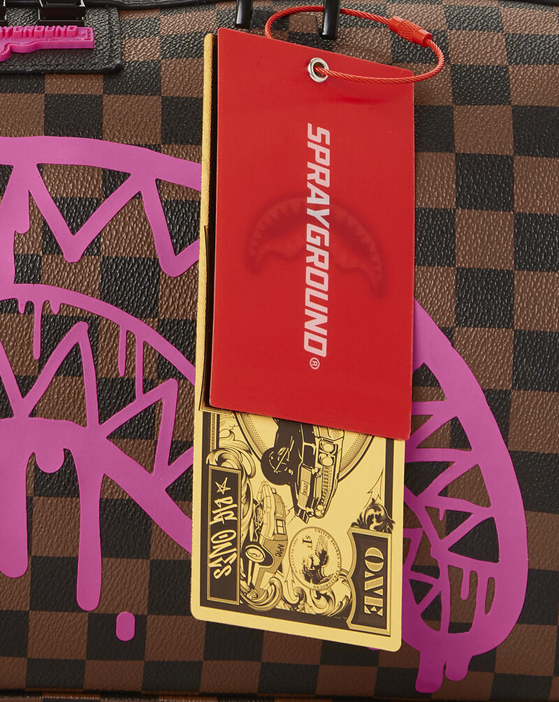 Shop Sprayground Pink Drip Check Duffel Bag D5330 multi | SNIPES USA