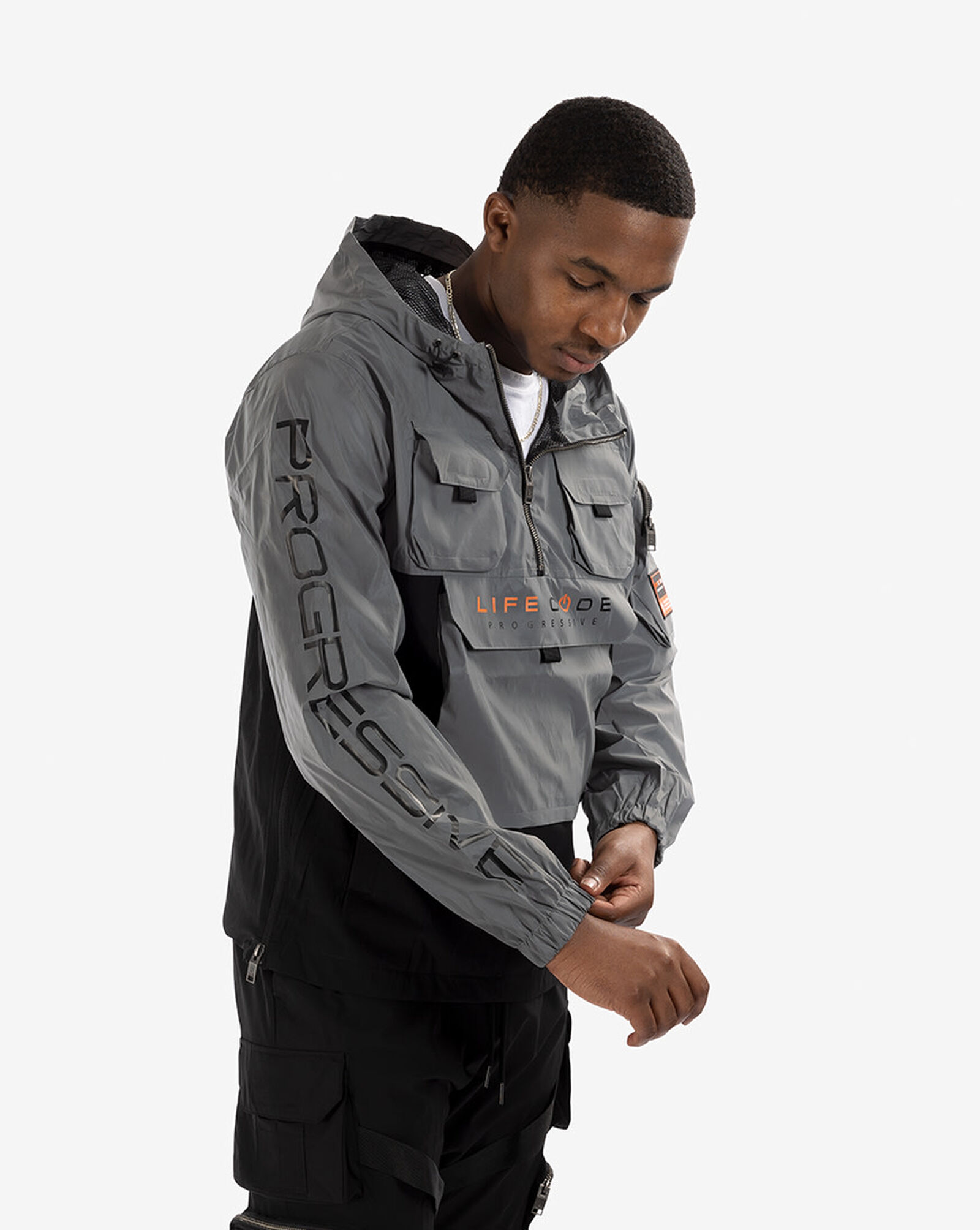 Shop Life Code Nylon Tactical Windbreaker 13J03-SV grey | SNIPES USA