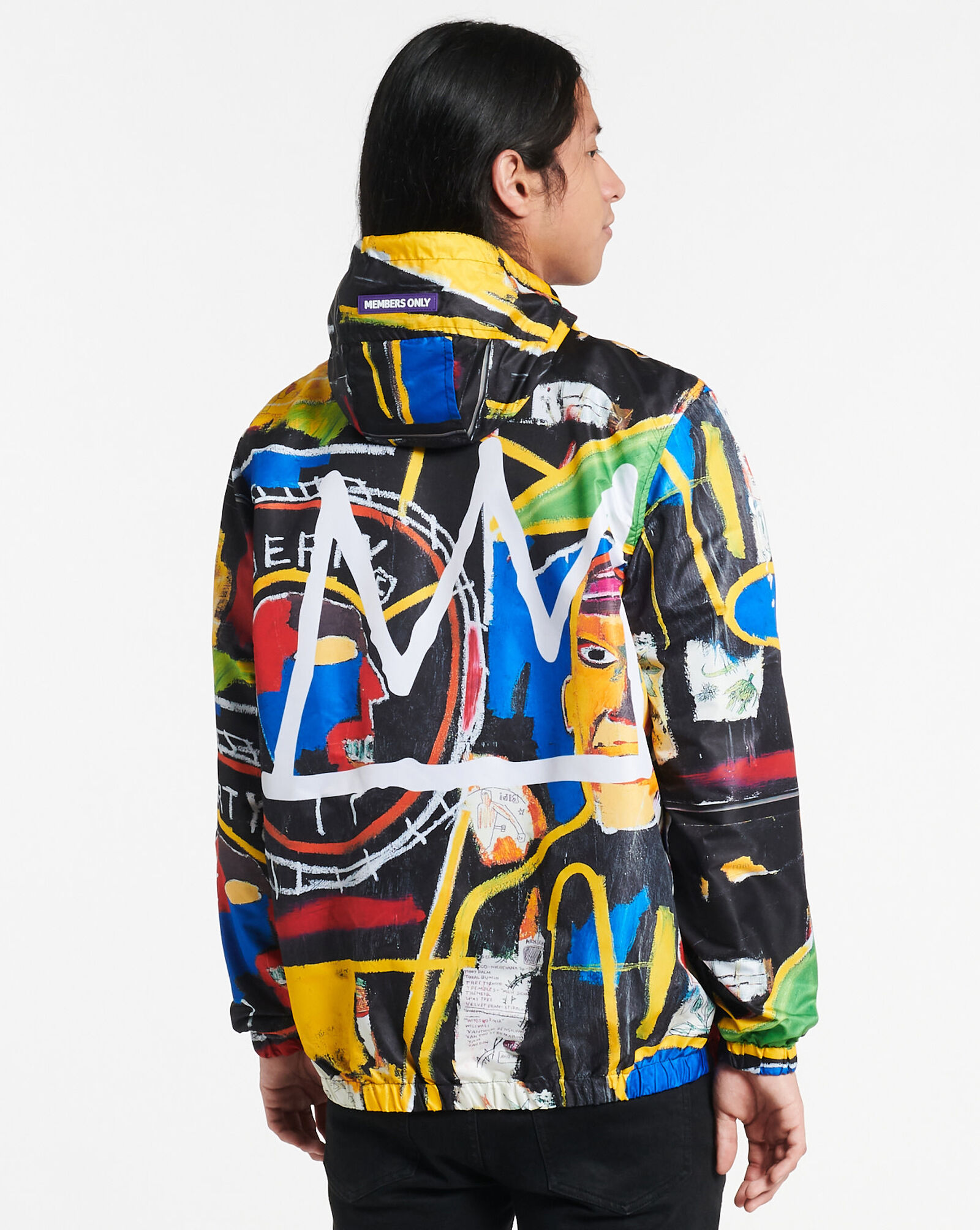 Shop Members Only Basquiat Liberty Windbreaker Mq080207 Blk Black