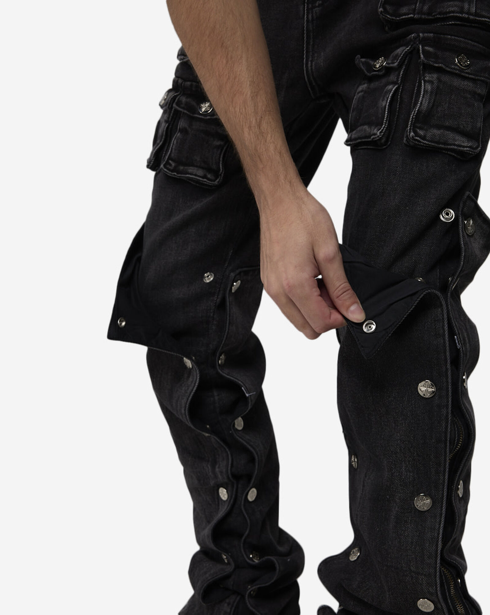Shop GUAPI Stacked Premium Denim Pants IRON-GREY-STACKED-PREMIUM-DENIM black | SNIPES USA