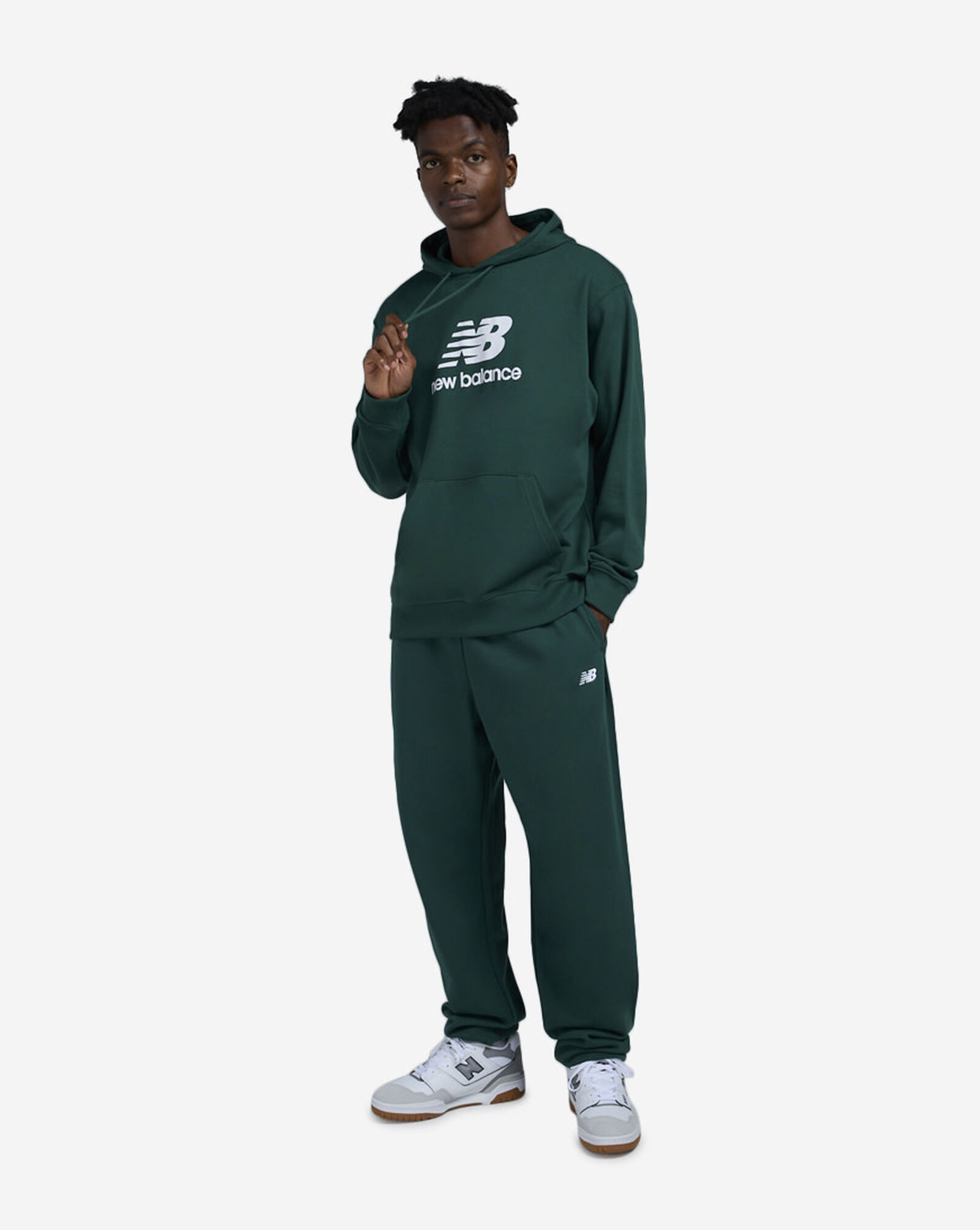 Shop New Balance Stacked Logo French Terry Jogger MP41519-NWG green ...