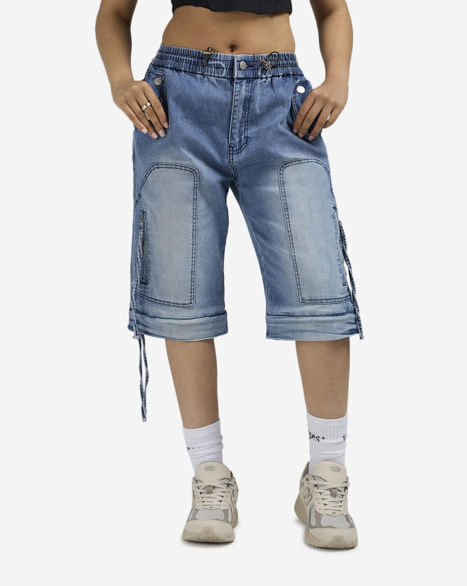Shop Vibrant Zip-Off Cargo Jort Denim XPT256 blue | SNIPES USA