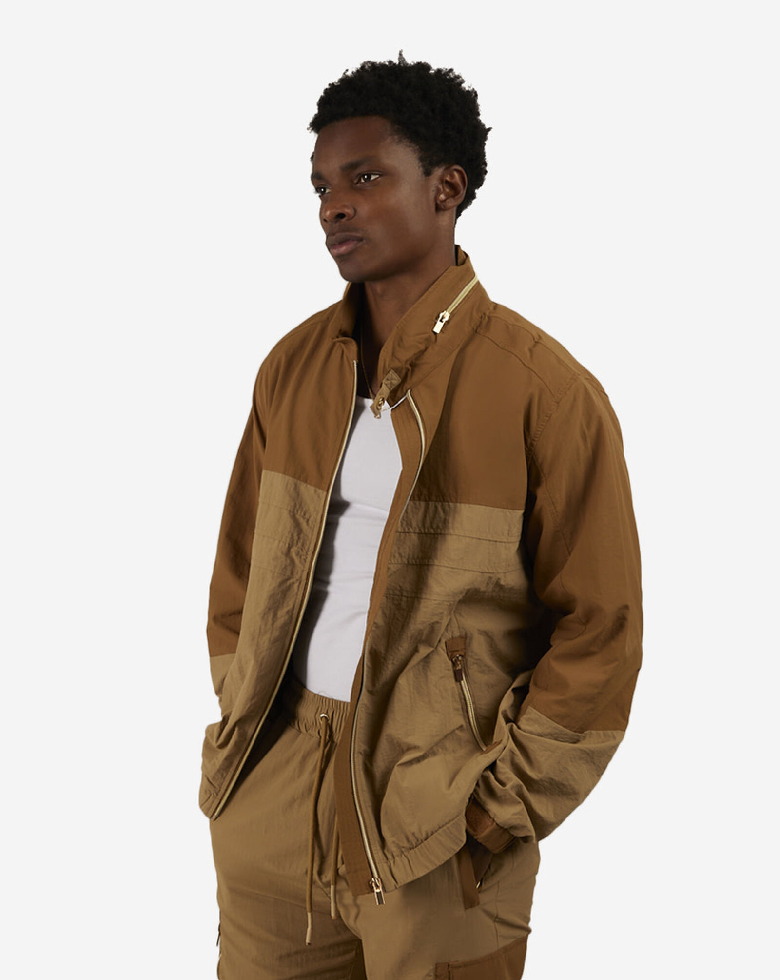 Shop Decibel Colorblock Nylon Jacket DECWJKT021-KHA beige | SNIPES USA