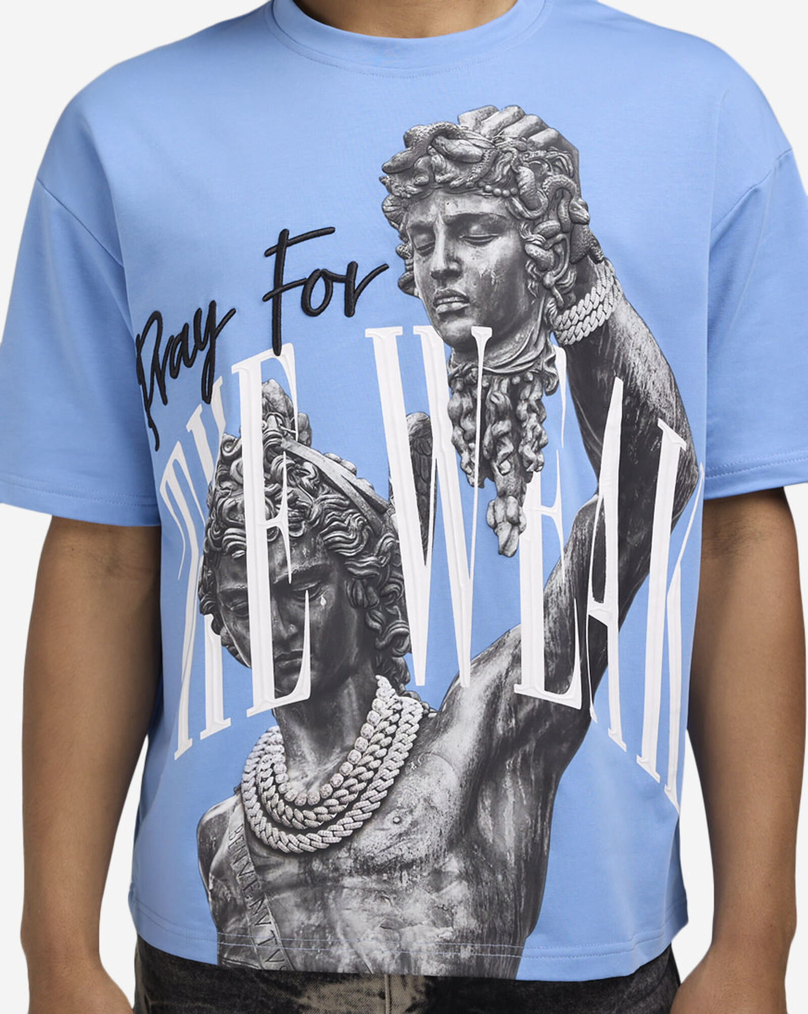 Shop STREETZ IS WATCHIN Pray For The Weak Cropped Tee SWCT5212SP-BLU blue | SNIPES USA