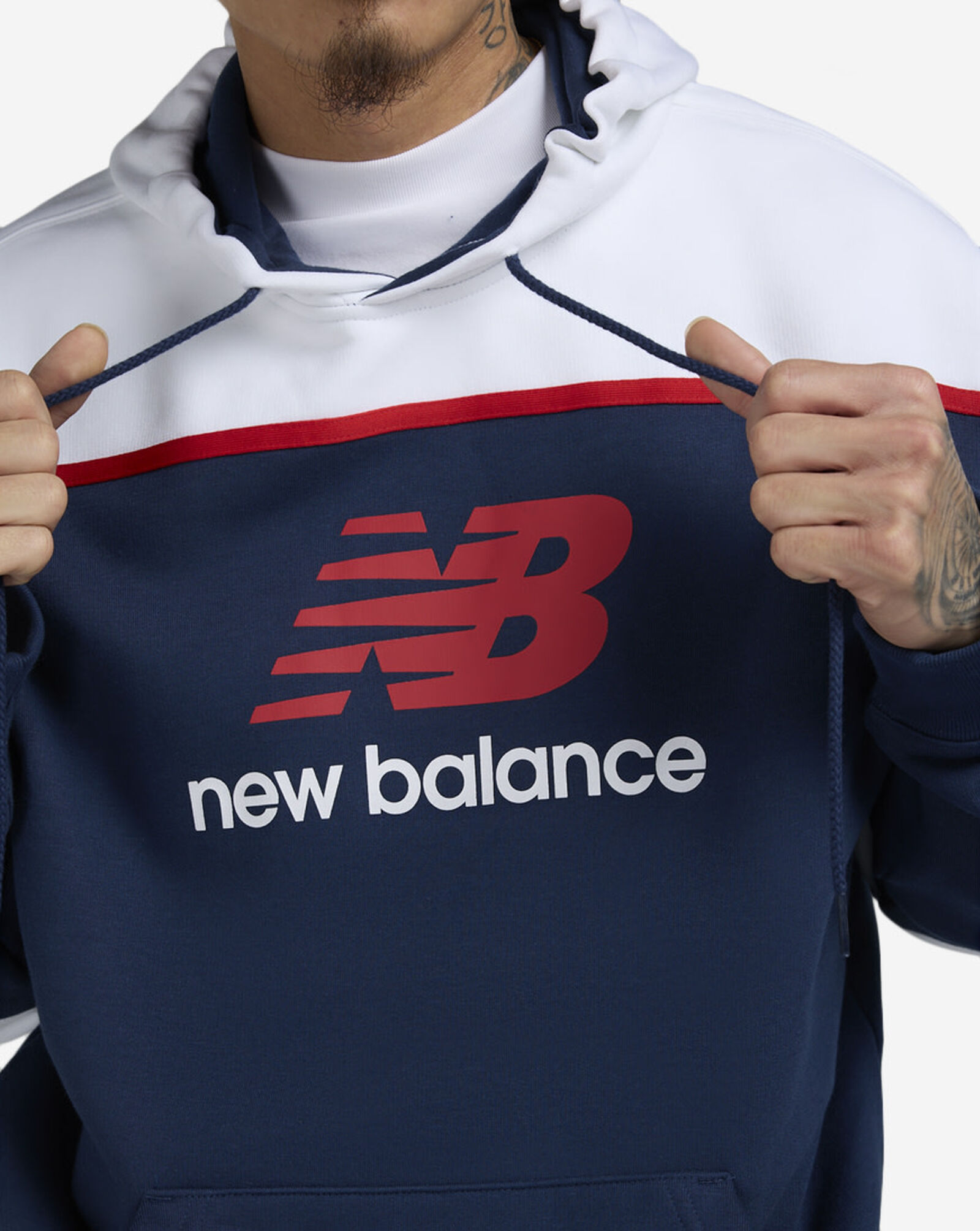 Shop New Balance Colorblock Hoodie MT43524-NNY blue | SNIPES USA