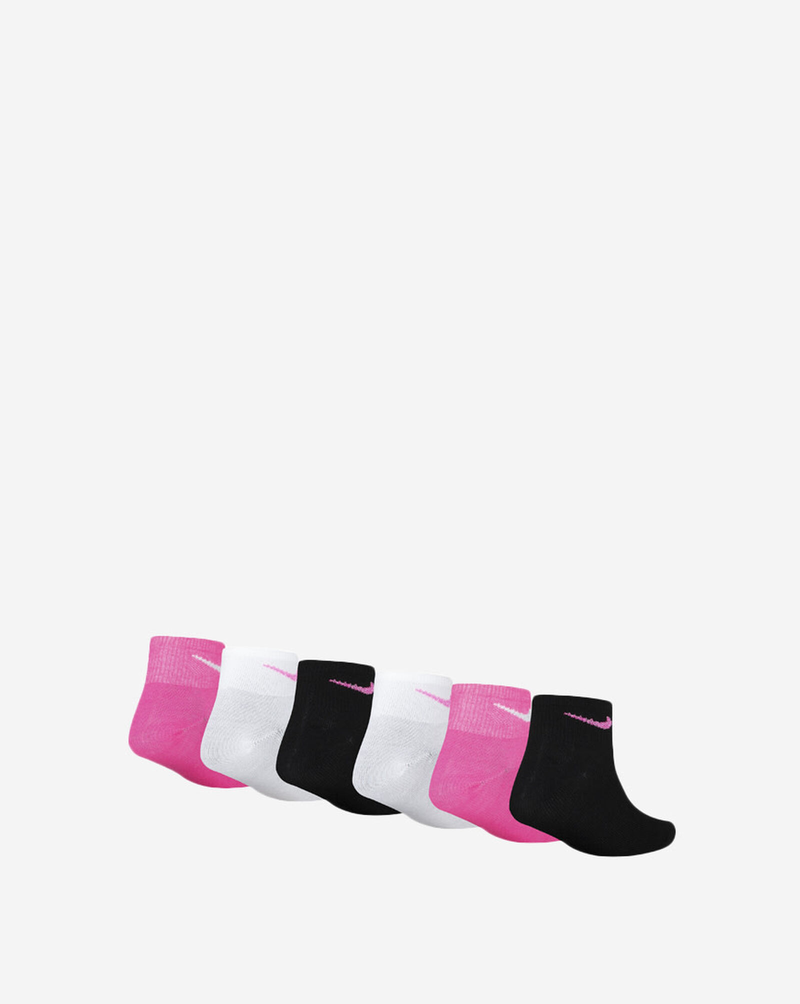 Shop Nike Girls' Metallic Swoosh Quarter 6PK Socks UN0357G-PINK pink ...